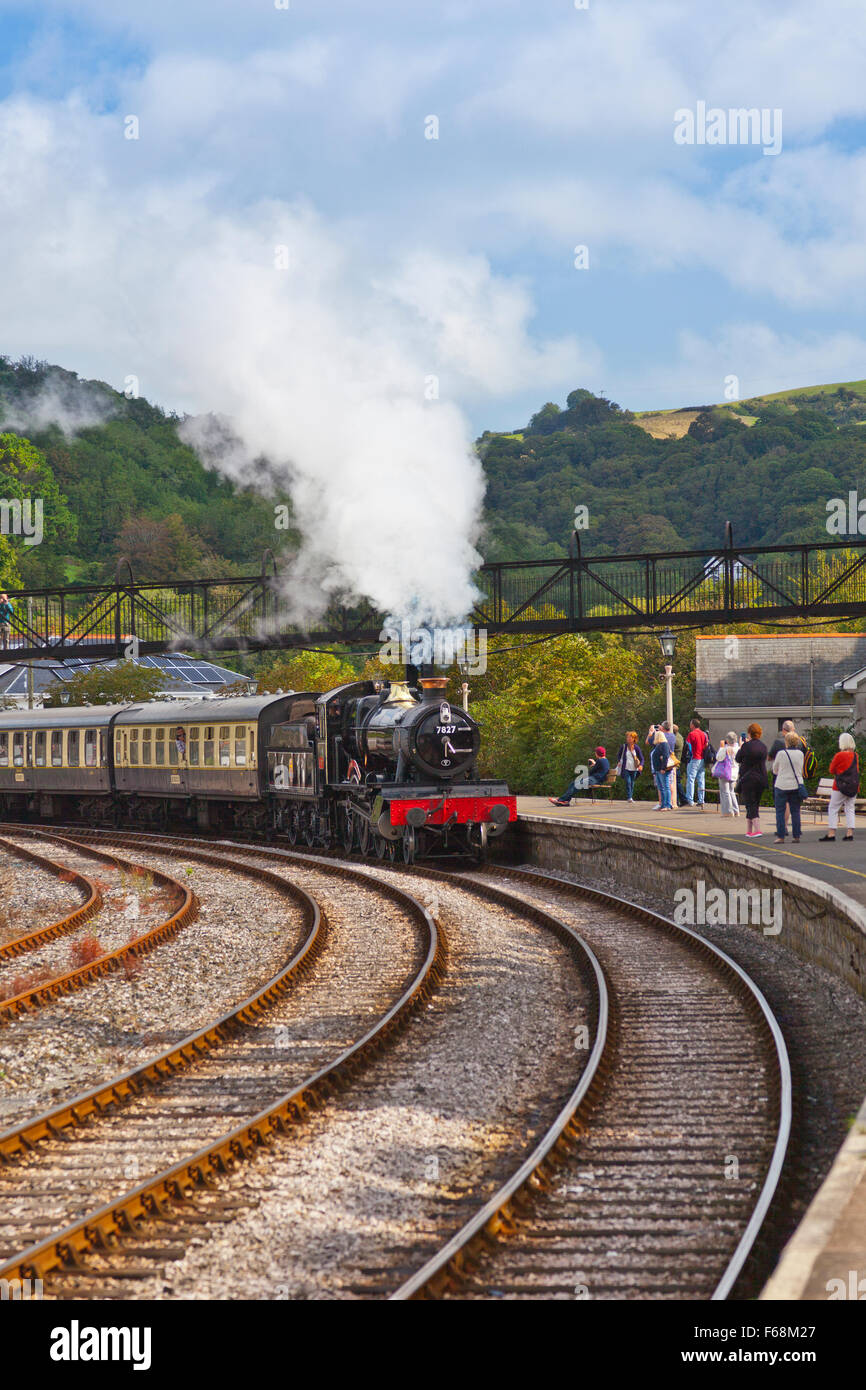 Locomotive 7827 'Lydham Manor' arriving at Kingswear station on the ...