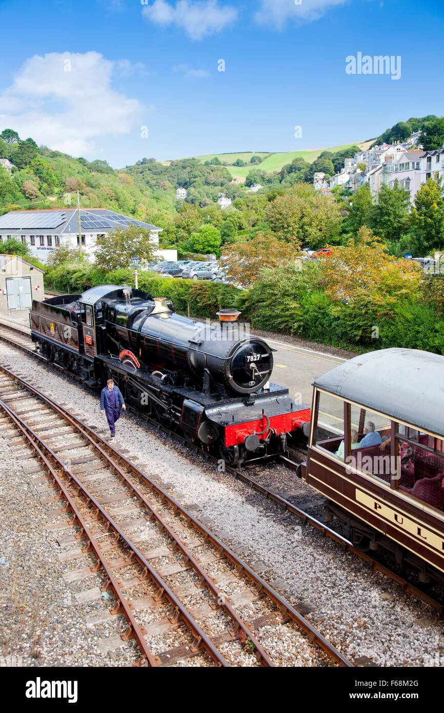 Locomotive 7827 'Lydham Manor' coupling up to its train at Kingswear on ...