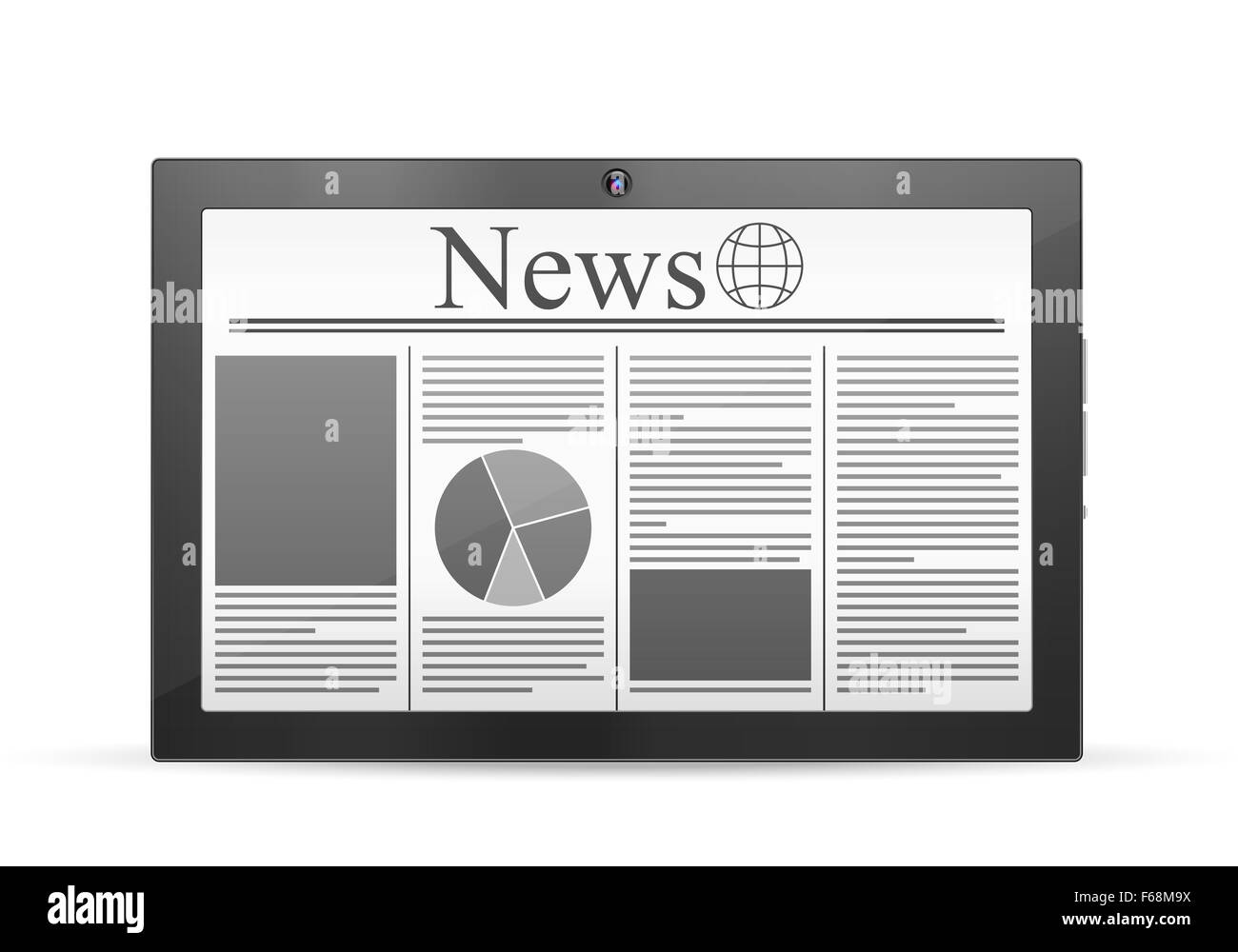 Tablet with newspaper on a white background Stock Photo - Alamy