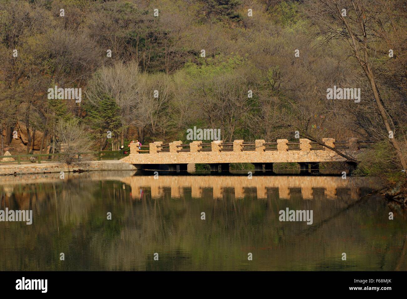 Chinese bridge. Qianshan National Park, Anshan, Liaoning Province ...