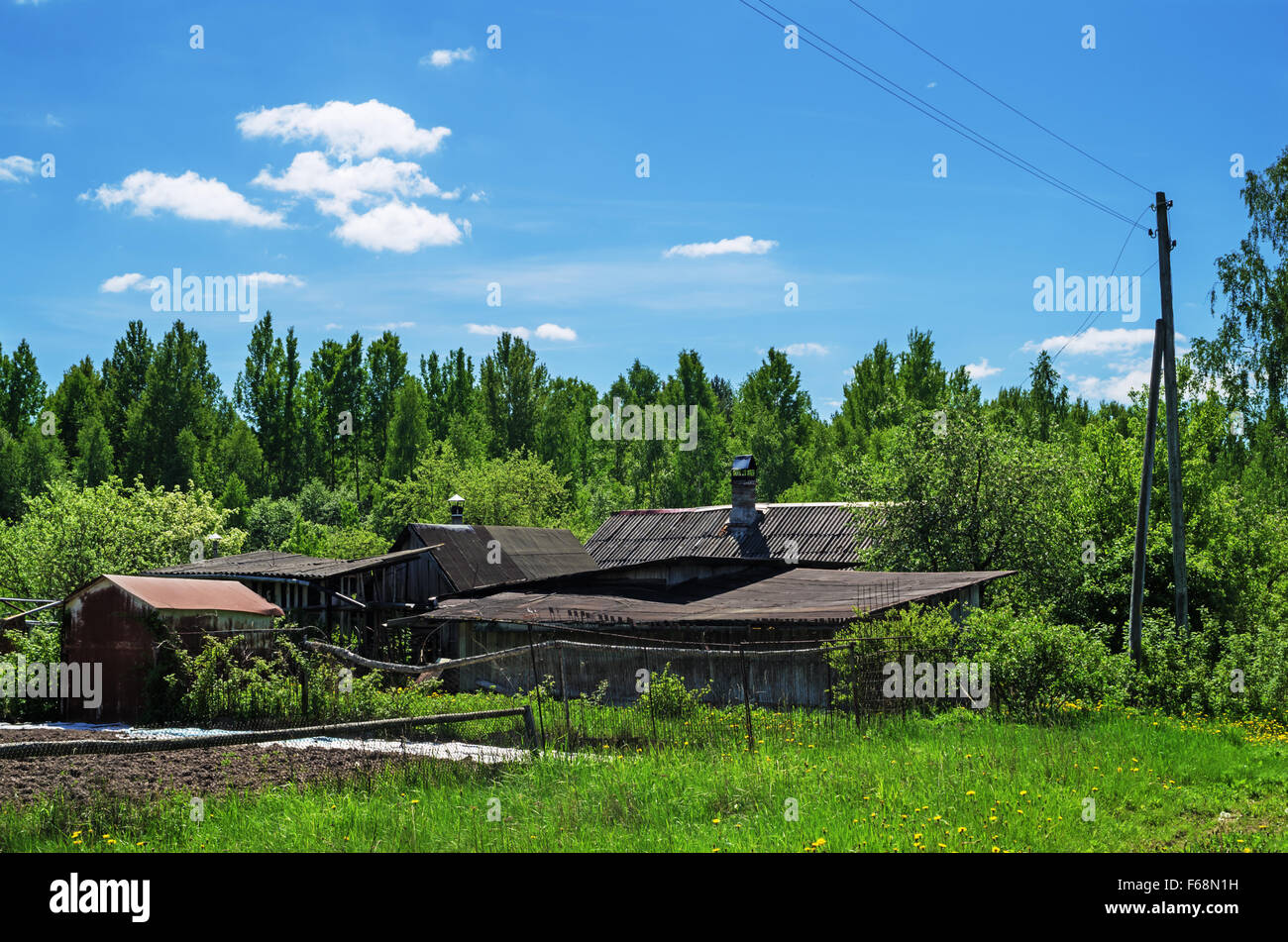 Village landscape. Old houses Stock Photo - Alamy