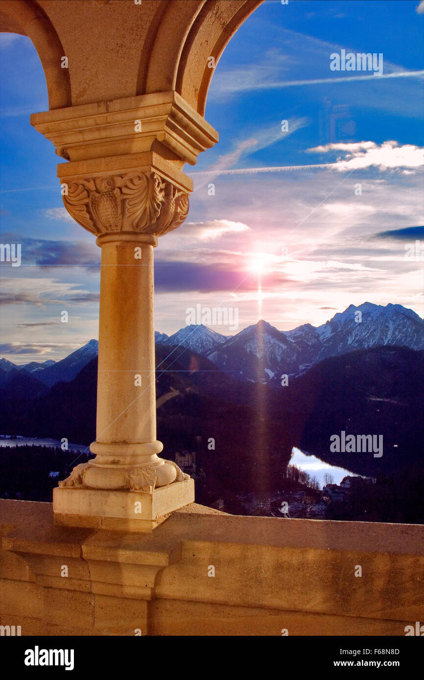 sun old marble and column reflex in Neuschwanstein germany Stock Photo ...