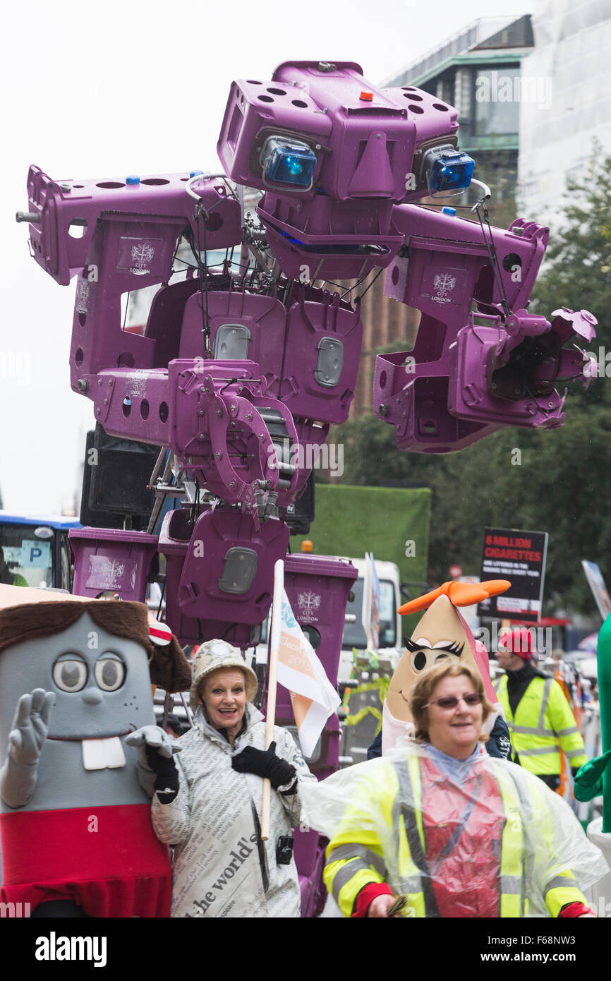 London, UK. 14 November 2015. A giant transformer robot. The Lord Mayor ...