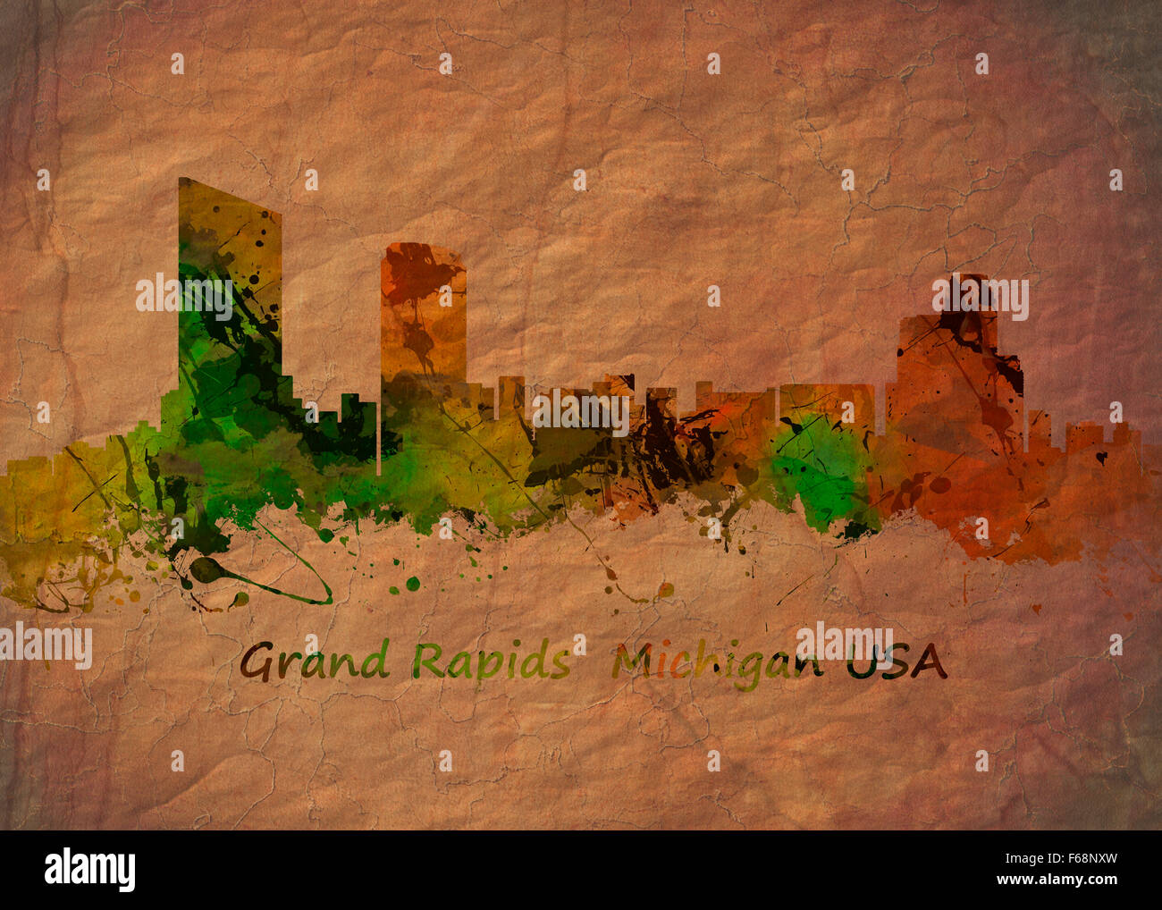 Watercolor art print of the Skyline of Grand Rapids Michigan USA Stock ...