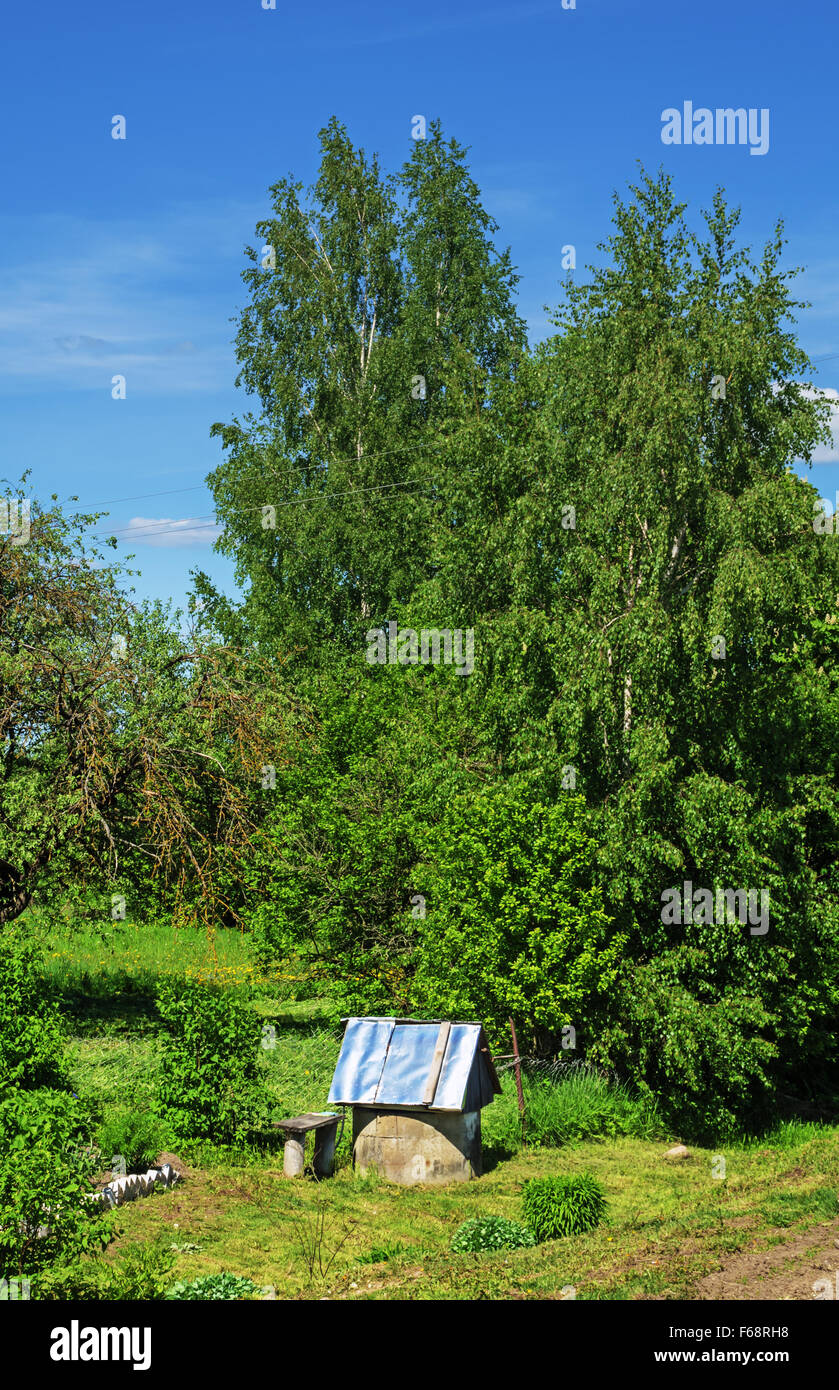Village landscape. Rural well Stock Photo - Alamy