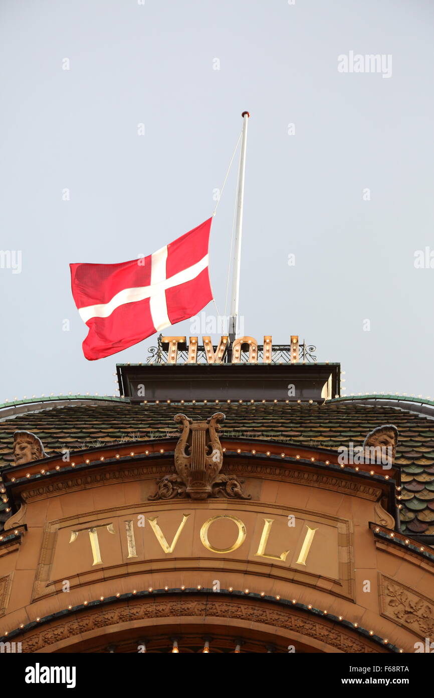 Copenhagen, Denmark. 14th November, 2015. The Danish flag is flown at ...