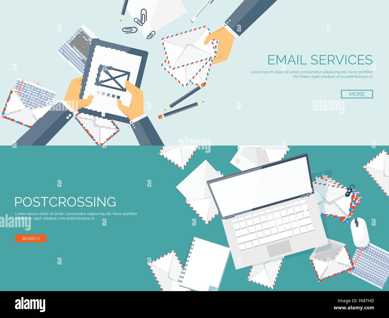 Vector illustration. Flat background with envelope. Emailing concept ...