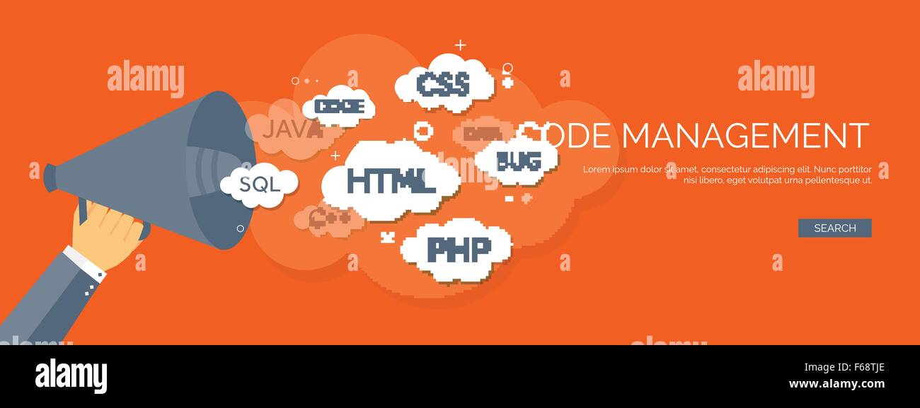 Vector illustration. Flat background. Coding, programming. SEO. Search engine optimization. App ...