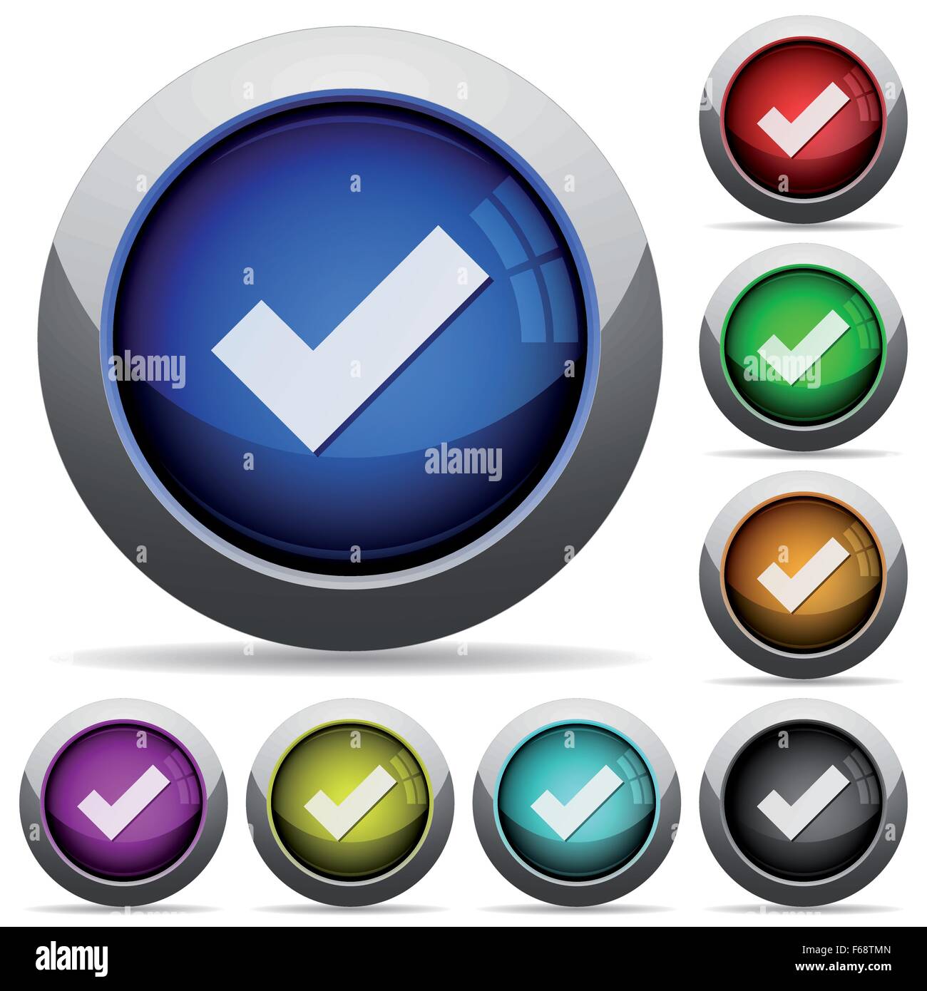 Set of round glossy checked buttons. Arranged layer structure Stock Vector Image & Art - Alamy