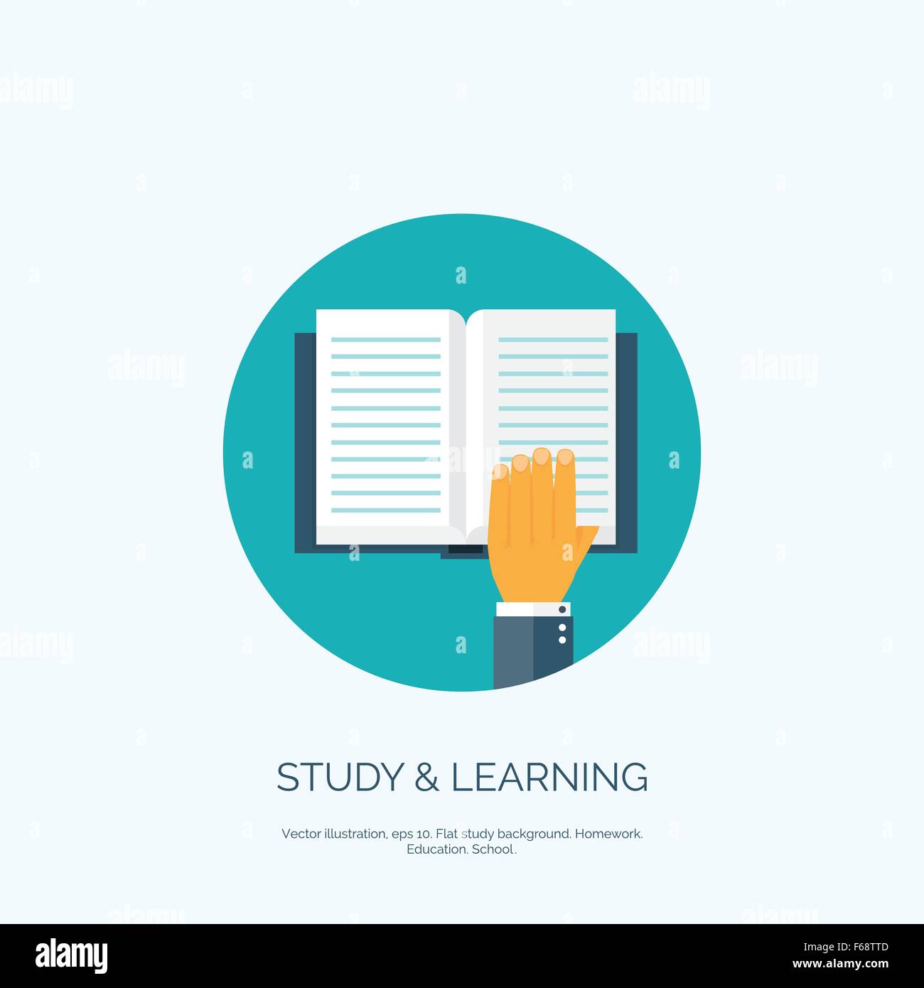 Flat vector illustration. Study, learning concept background. Distance ...