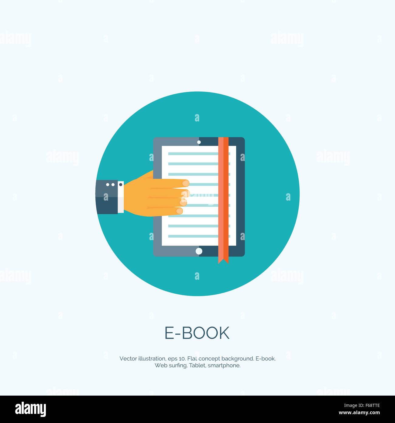 Vector illustration. Flat background with , tablet. E-book Stock Vector ...