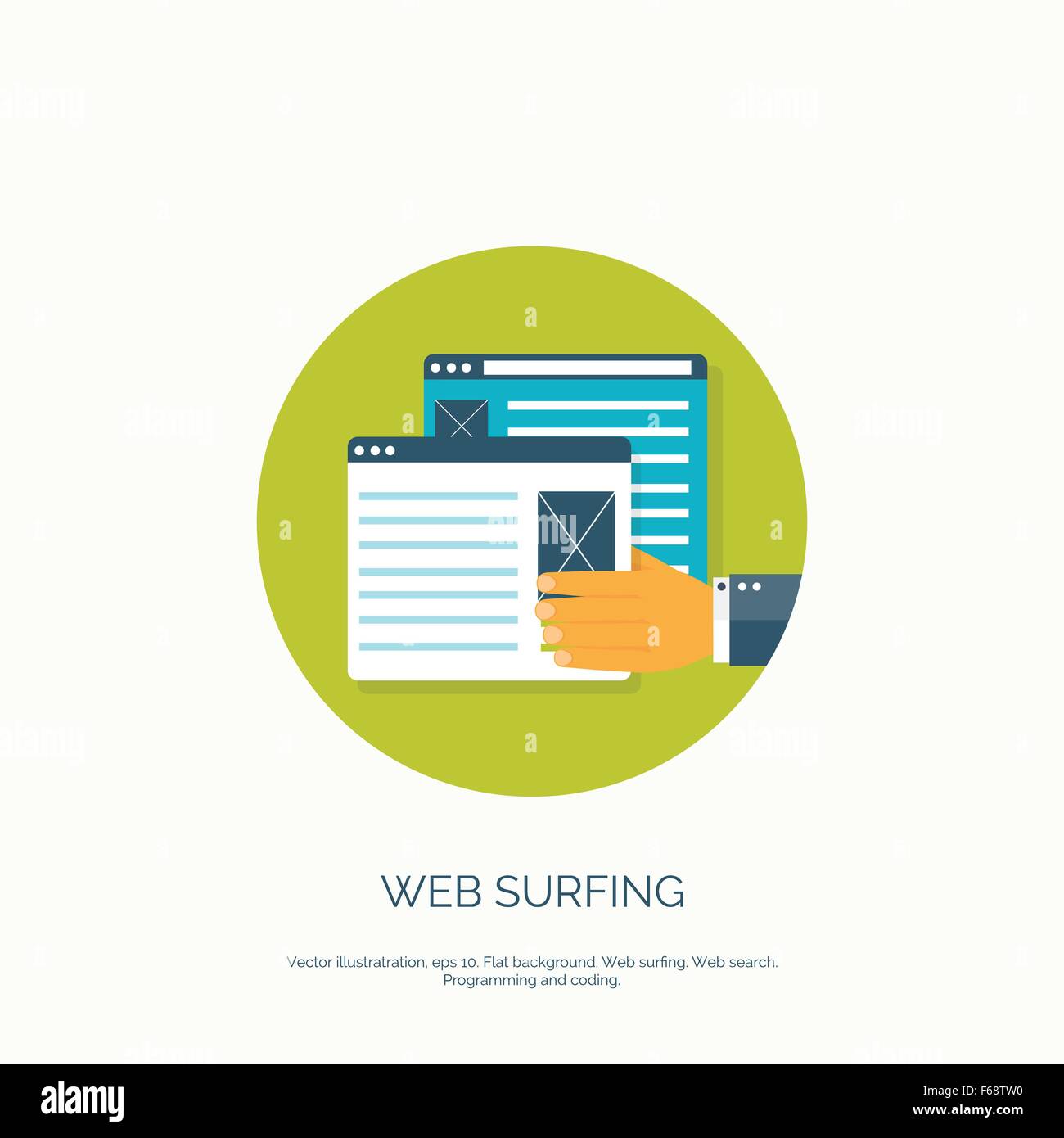 Vector illustration. Flat web surfing background with , laptop Stock ...