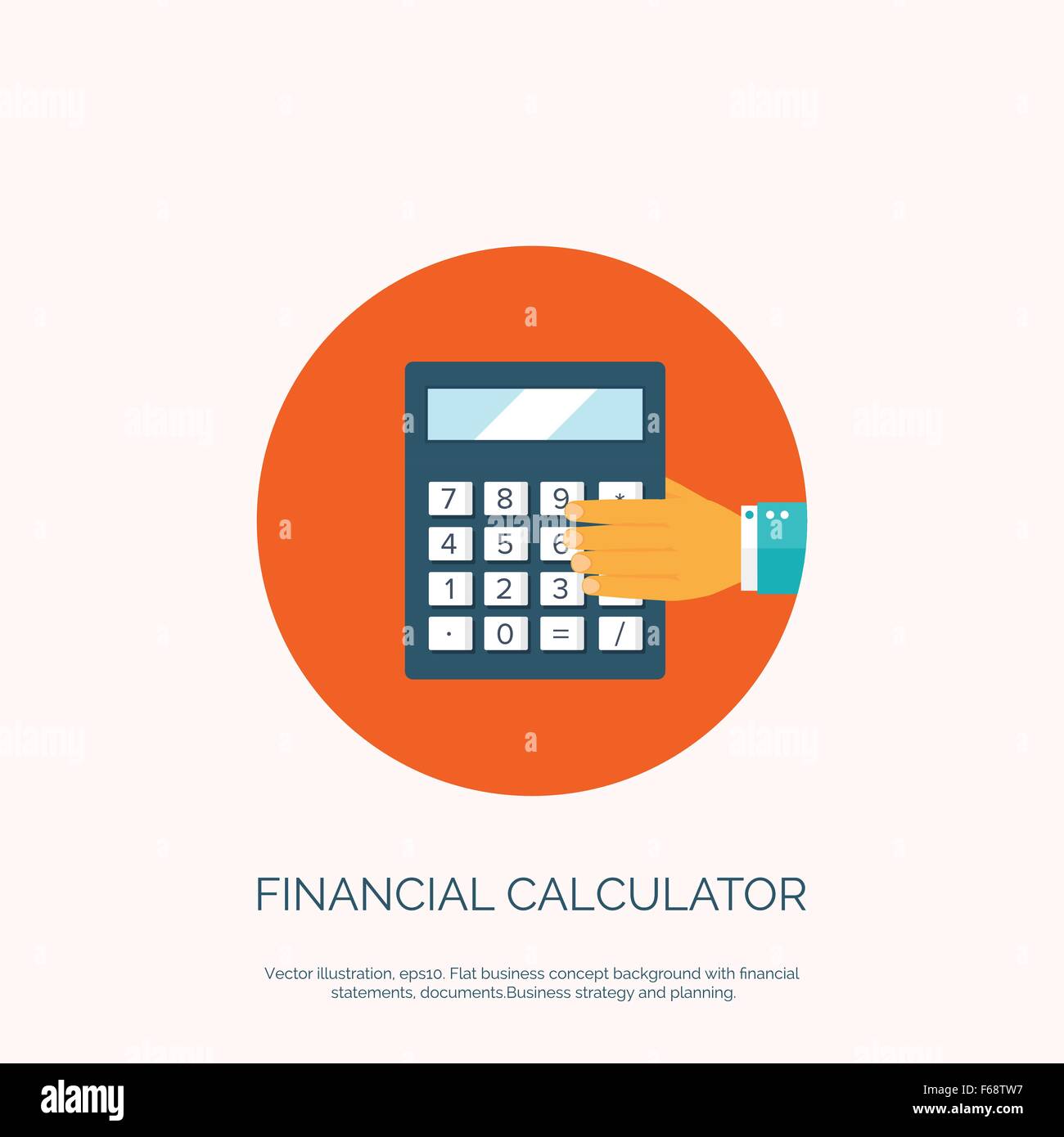 Vector illustration. Flat background with , calculator. Financials ...
