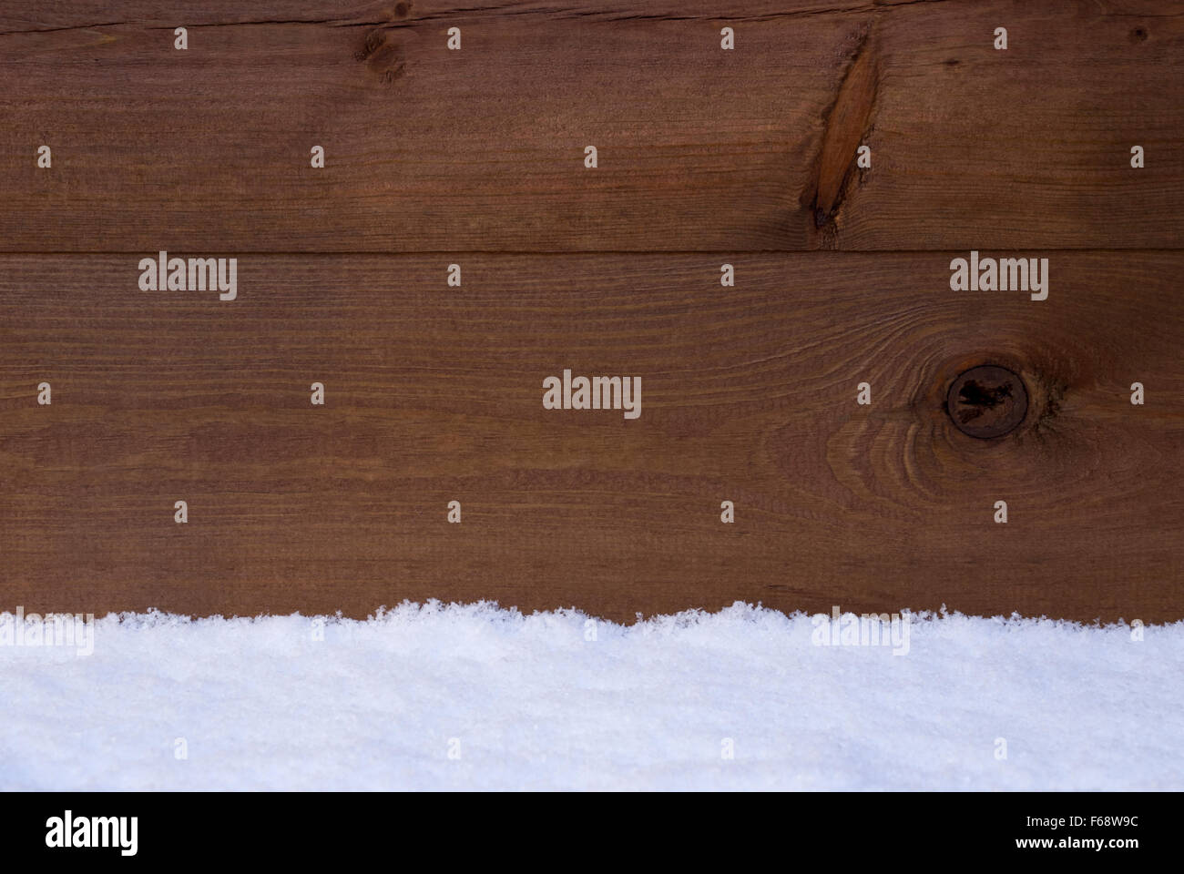Brown Wooden Texture Or Background With Snow Stock Photo - Alamy