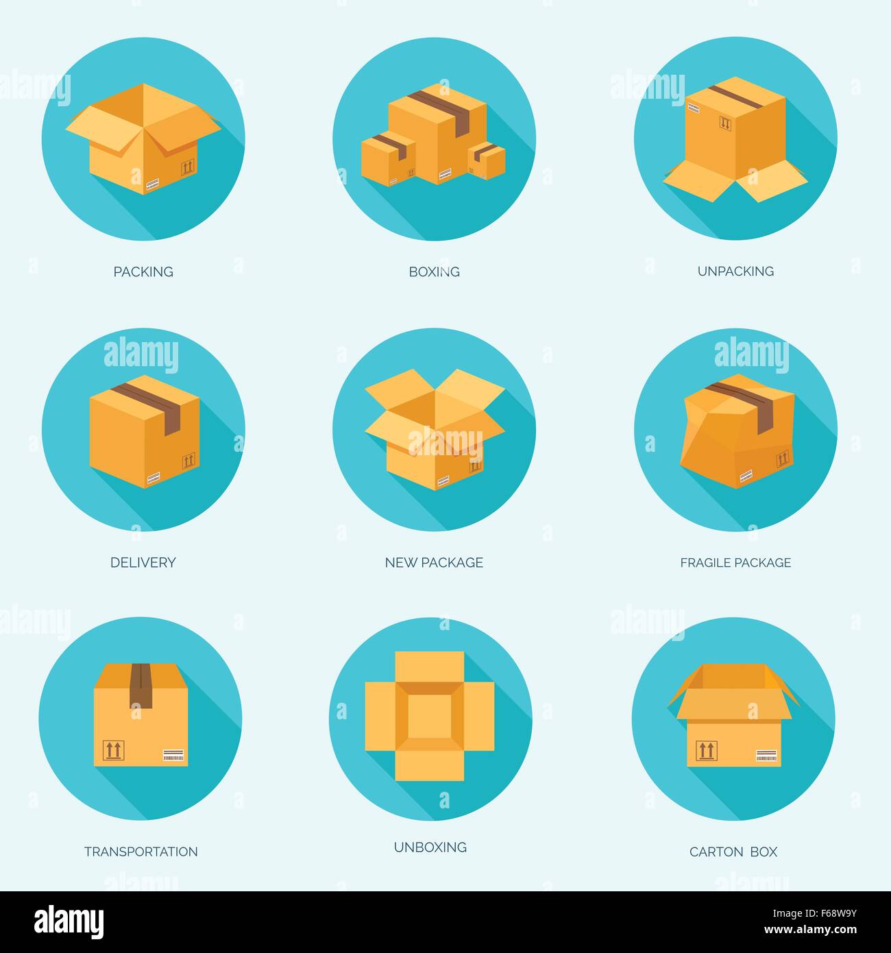 Vector illustration. Flat carton box. Transport, packaging. Post ...