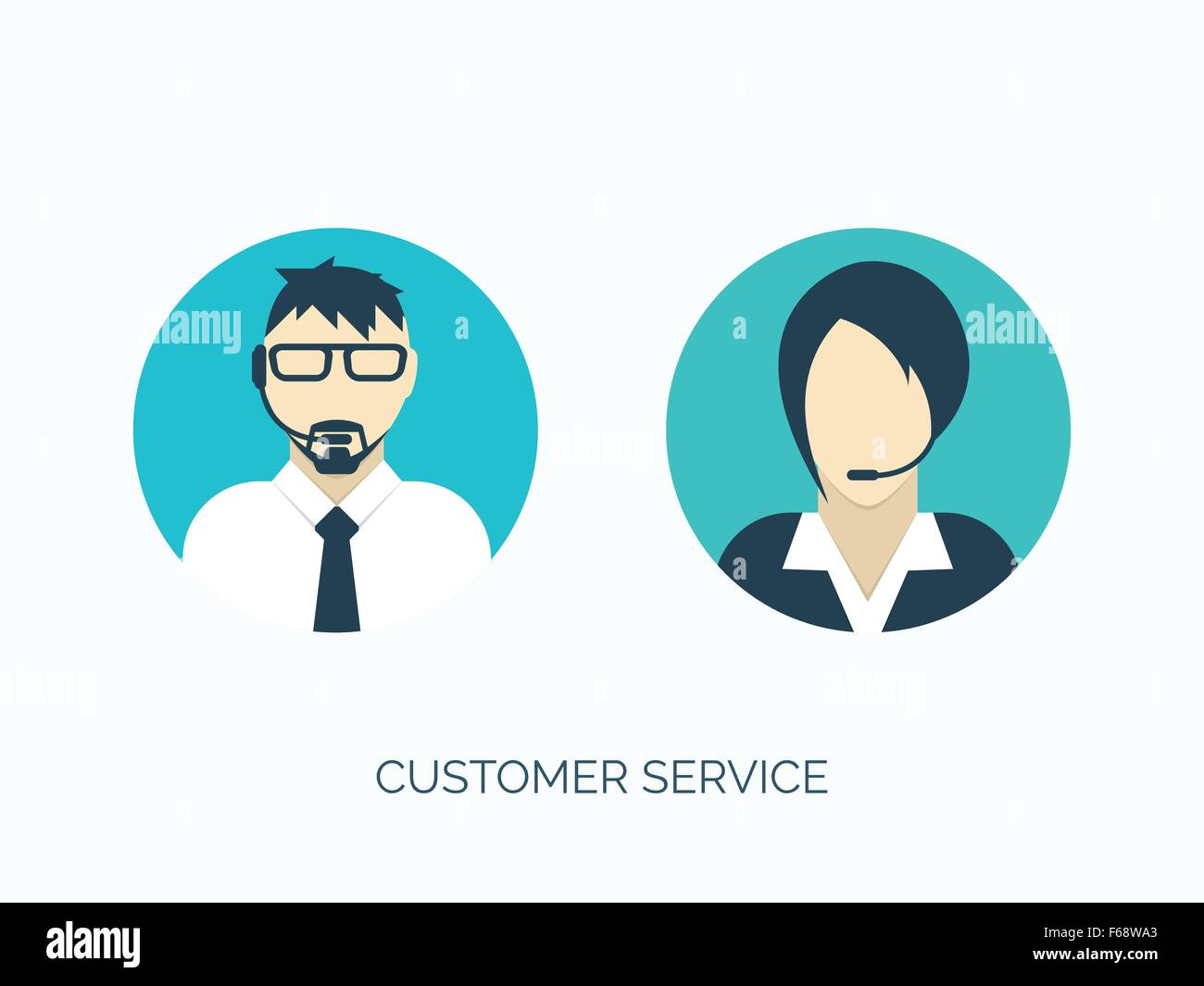 Vector illustration. Flat customer service avatars. Communication ...