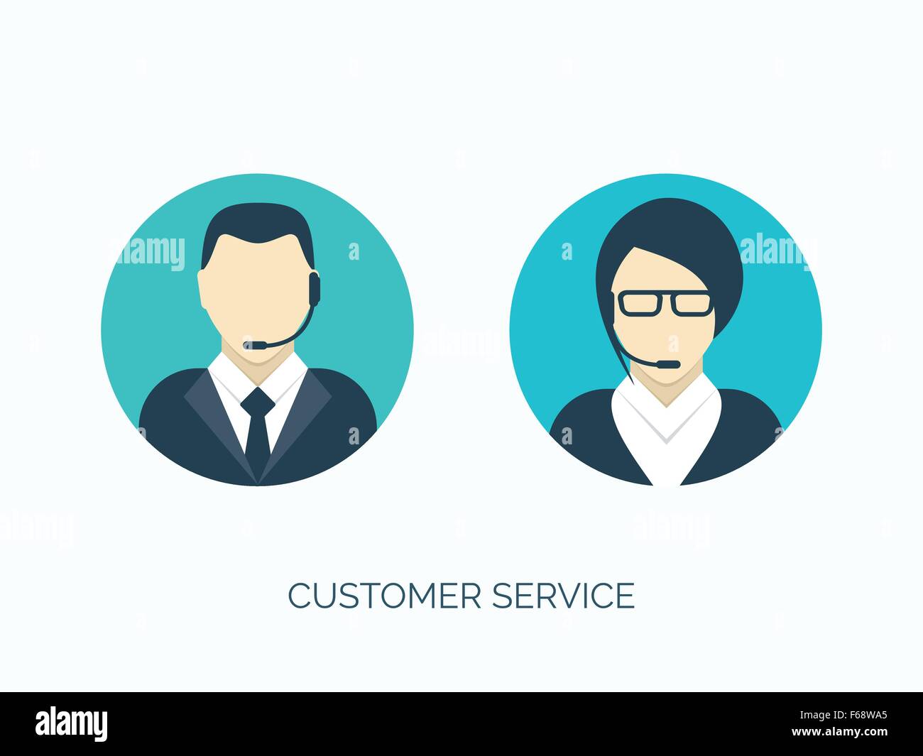 Vector illustration. Flat customer service avatars. Communication ...