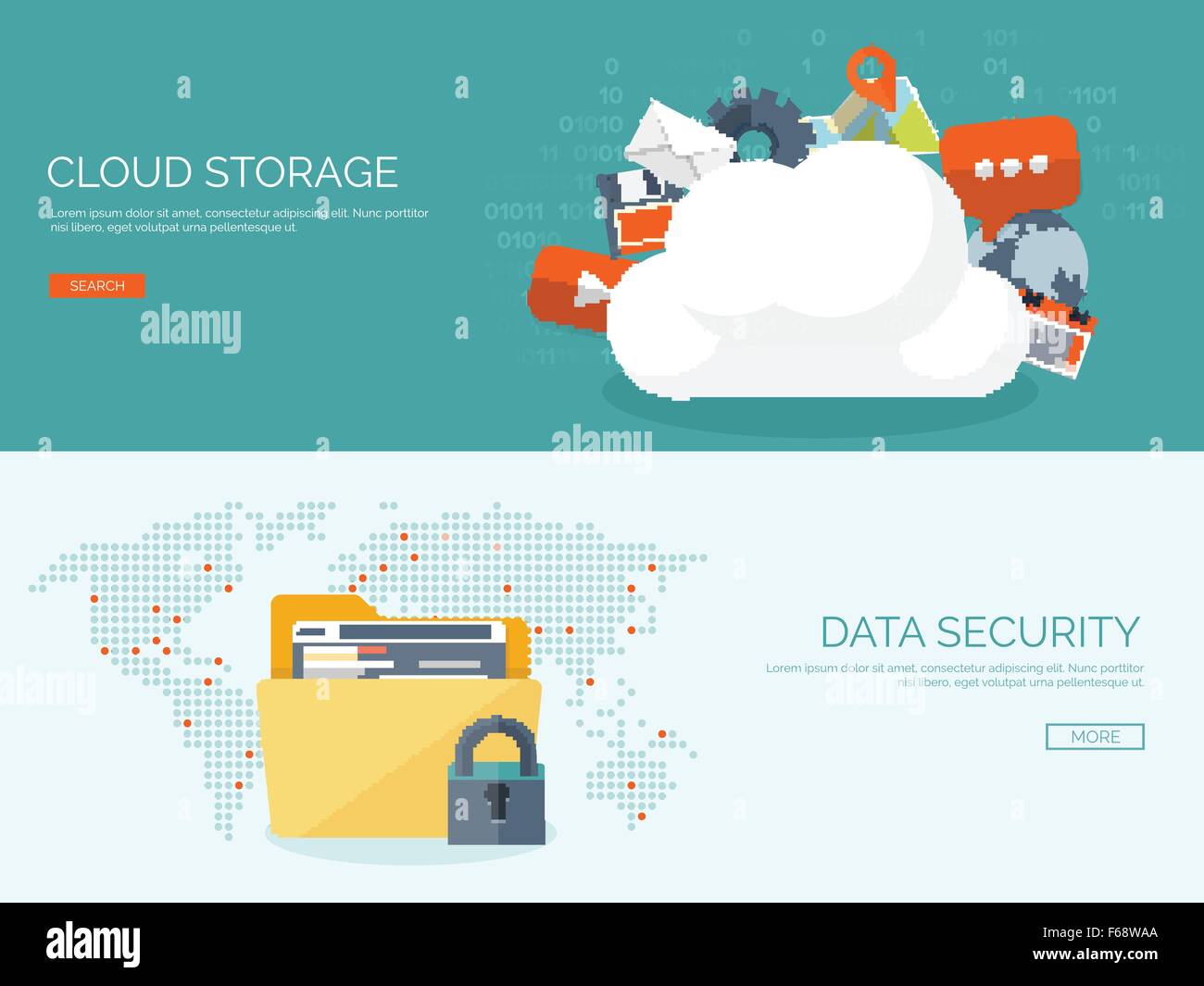 Vector Illustration Flat Cloud Computing Background Data Storage Network Technology