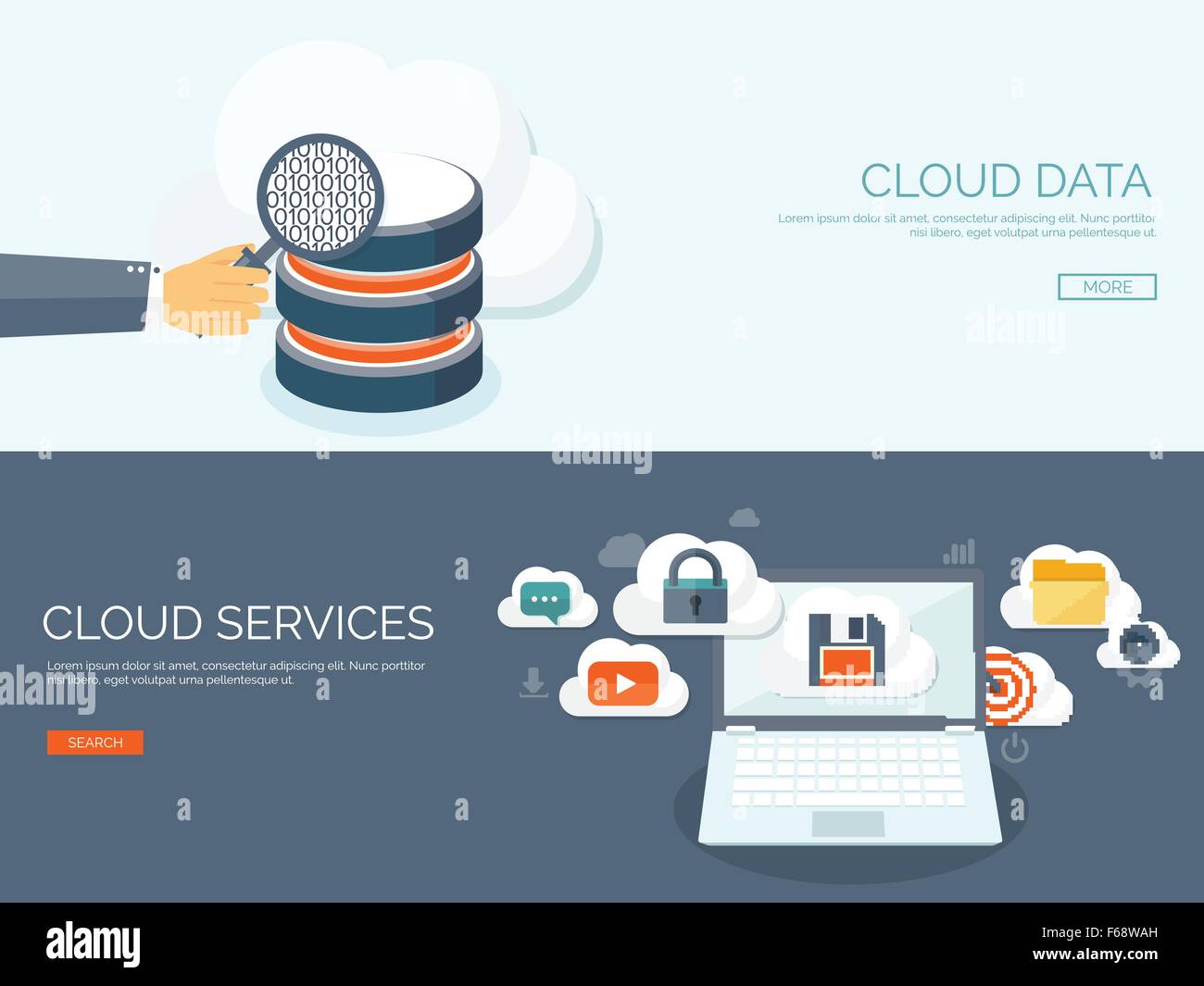 Vector Illustration Flat Cloud Computing Background Data Storage Network Technology