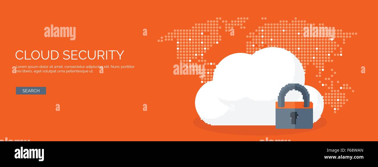 Vector illustration. Flat cloud computing background. Data storage network technology ...