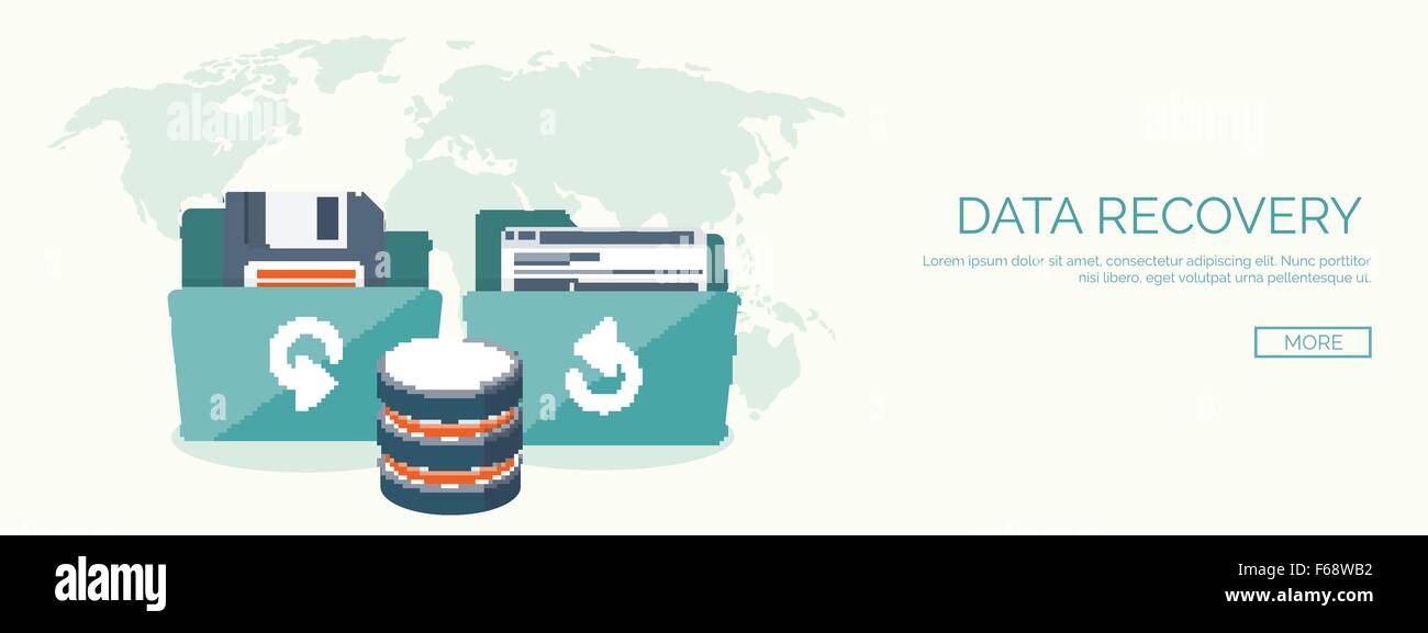 Vector illustration. Flat cloud computing background. Data storage ...