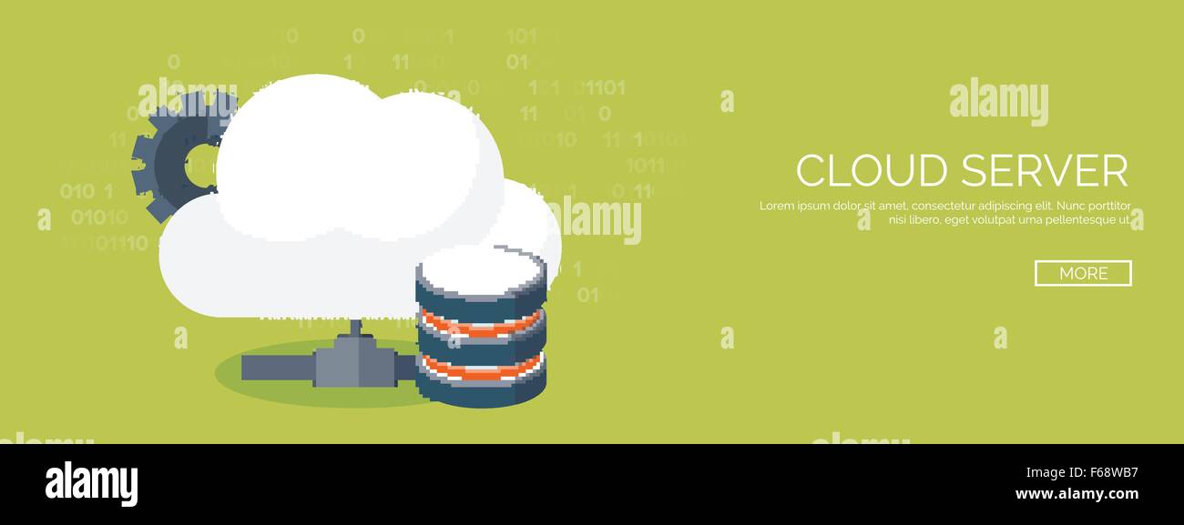 Vector illustration. Flat cloud computing background. Data storage ...