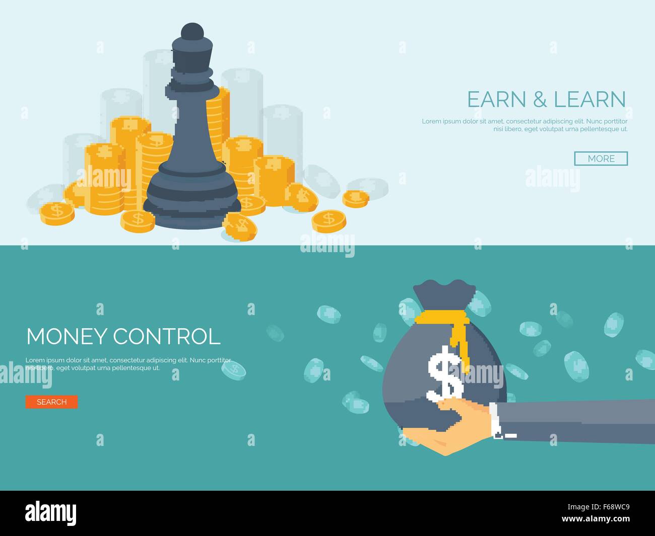 Vector illustration. Flat background with , money bag. Money making ...