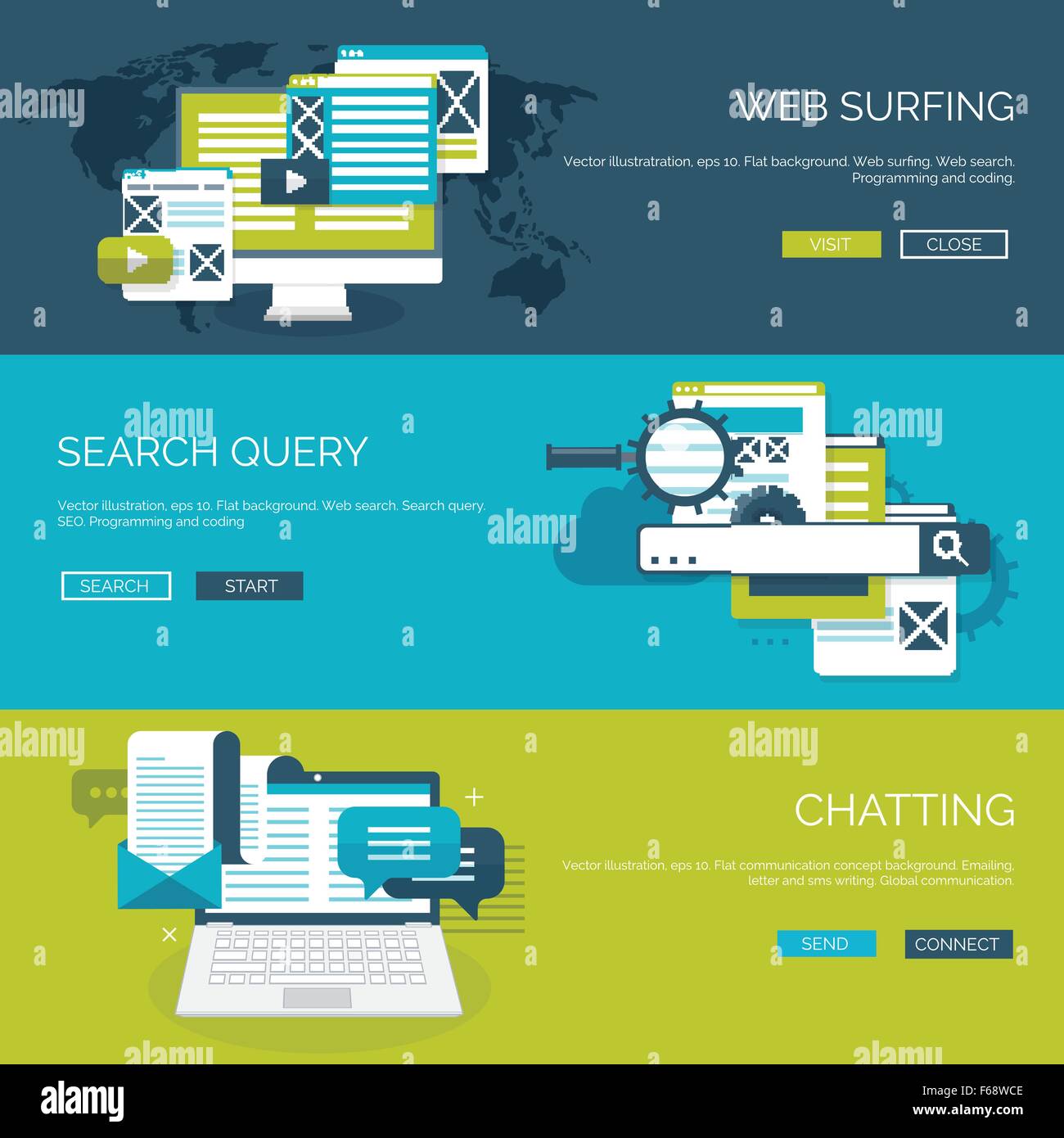 Vector illustration. Flat background. Coding, programming. SEO. Search engine optimization. App ...