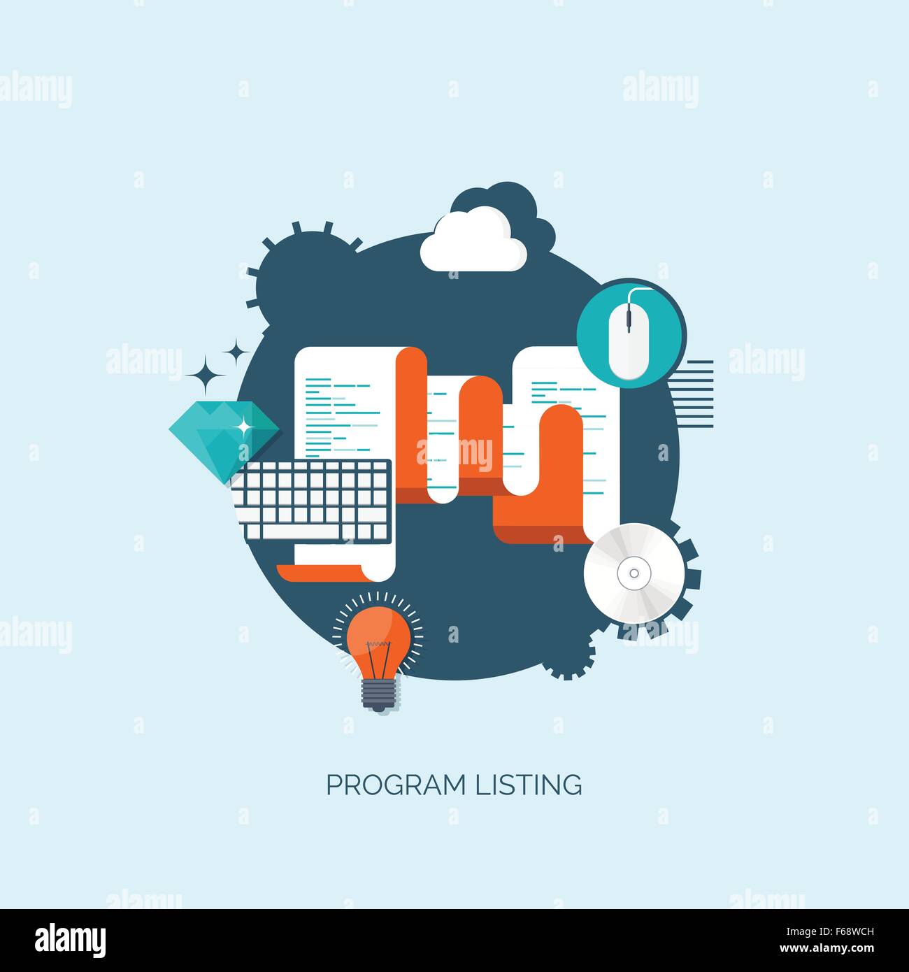 Vector Illustration. Program Listing. Flat Computing Background 