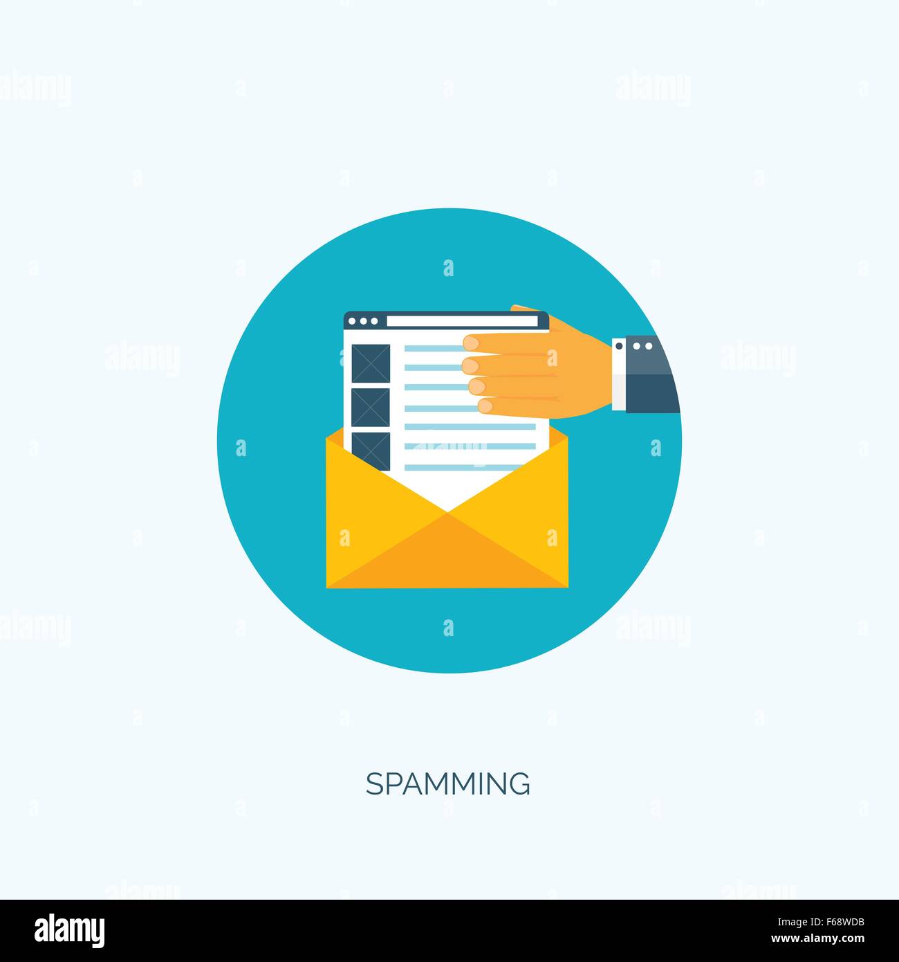 Vector illustration. Flat spamming background. Spam. Email. Global ...