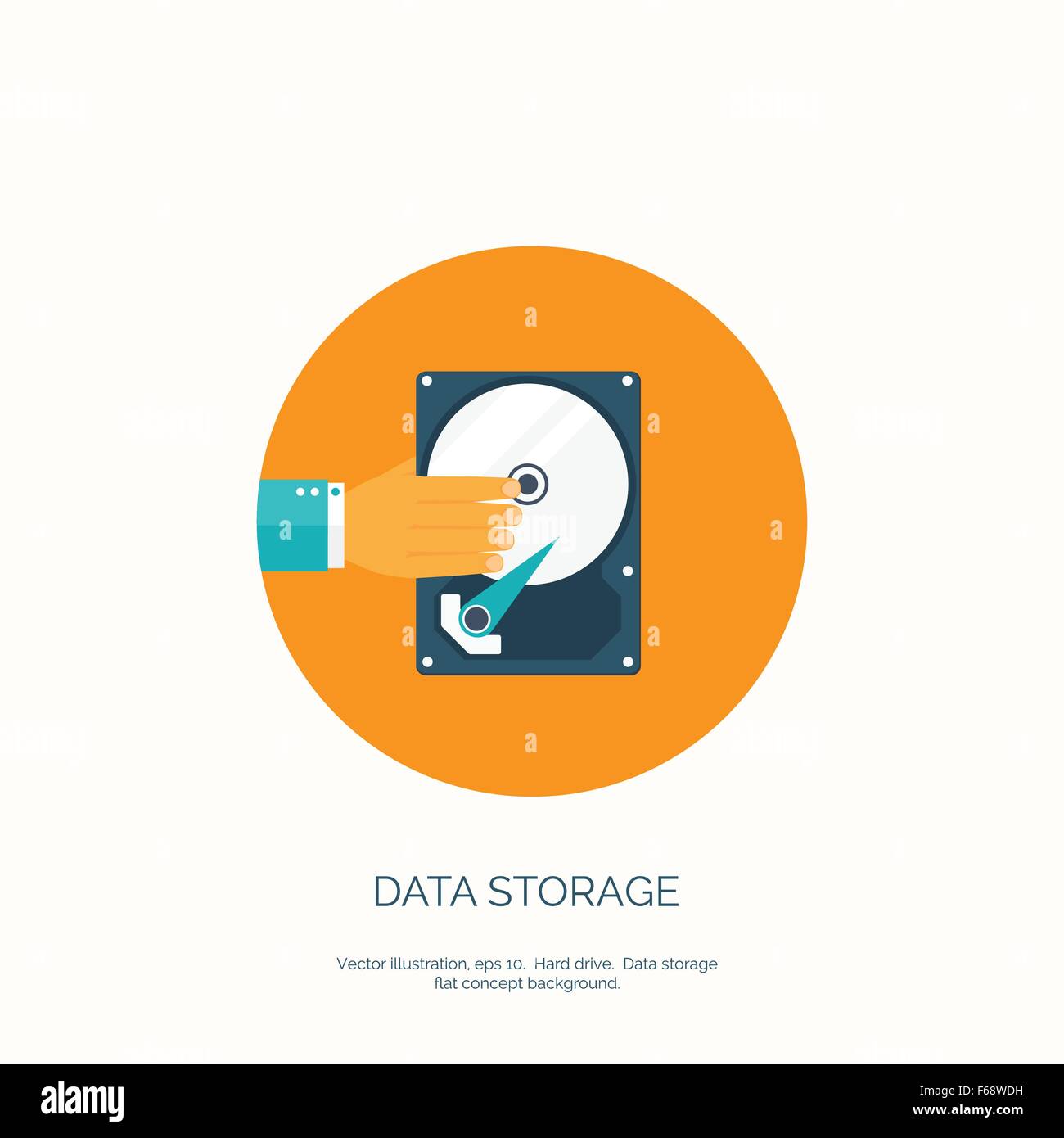 Vector illustration. Flat background with , hard drive. Information ...