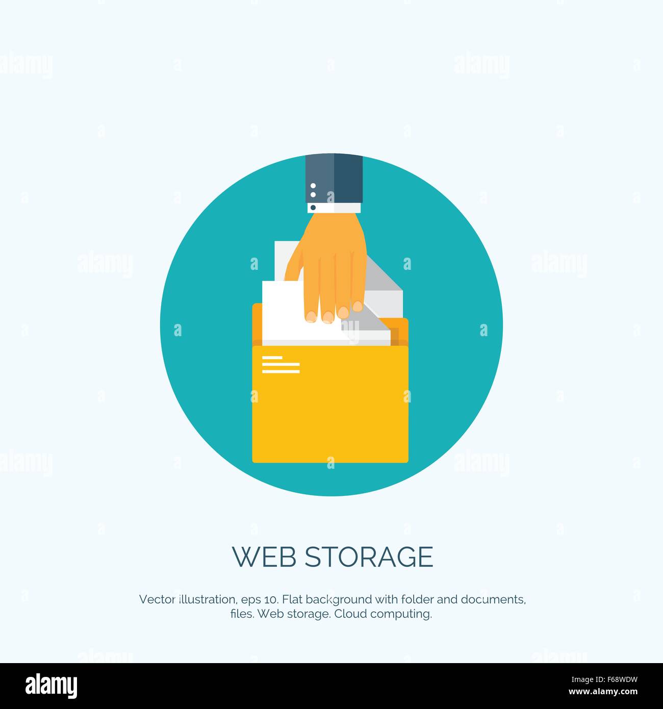 Vector illustration. Flat background with folder. Web data storage ...