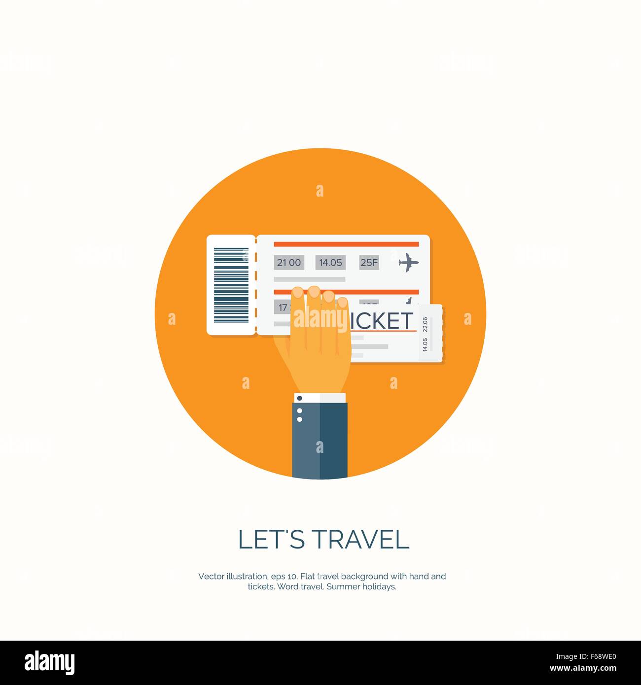 Vector illustration. Flat background with , tickets. Travel by plane ...