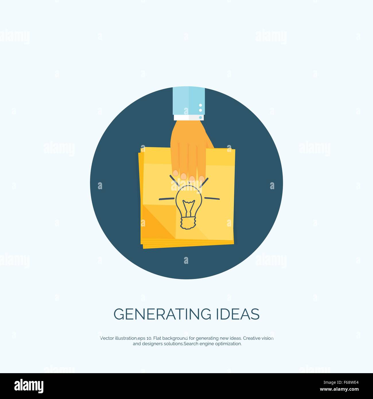 Vector illustration. Flat background with , sticky notes. Smart ideas ...