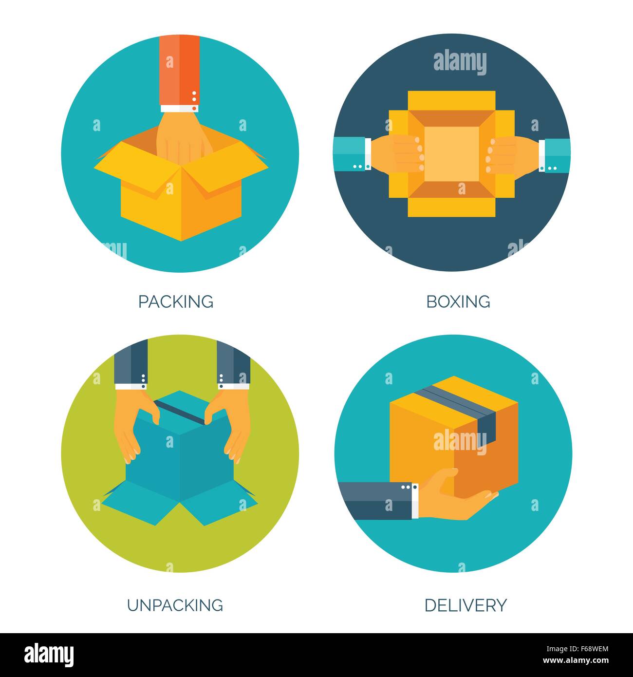 Vector illustration. Flat carton box. Transport , packaging. Post ...