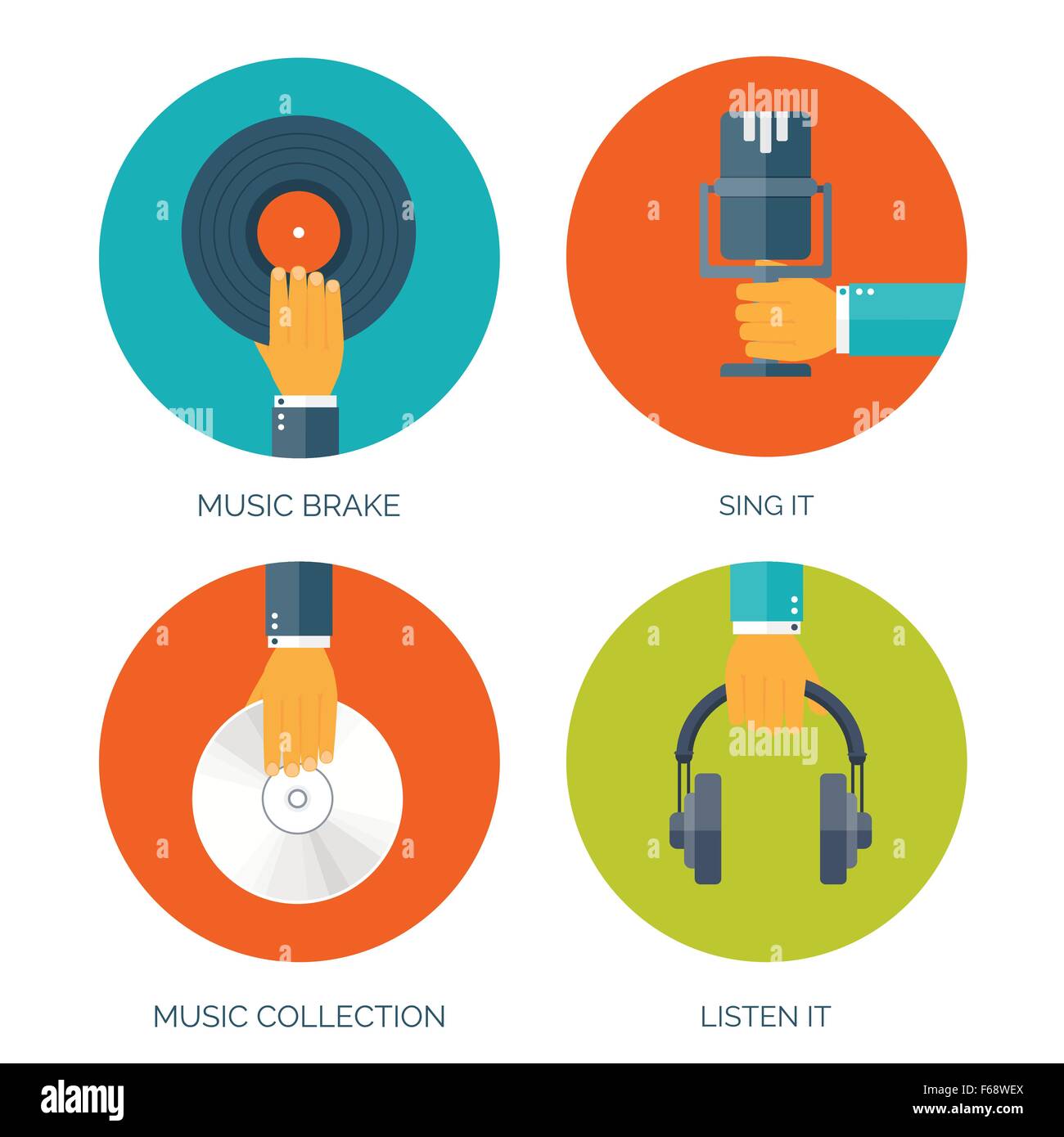 Vector illustration. Flat music background with . Voice recording Stock ...