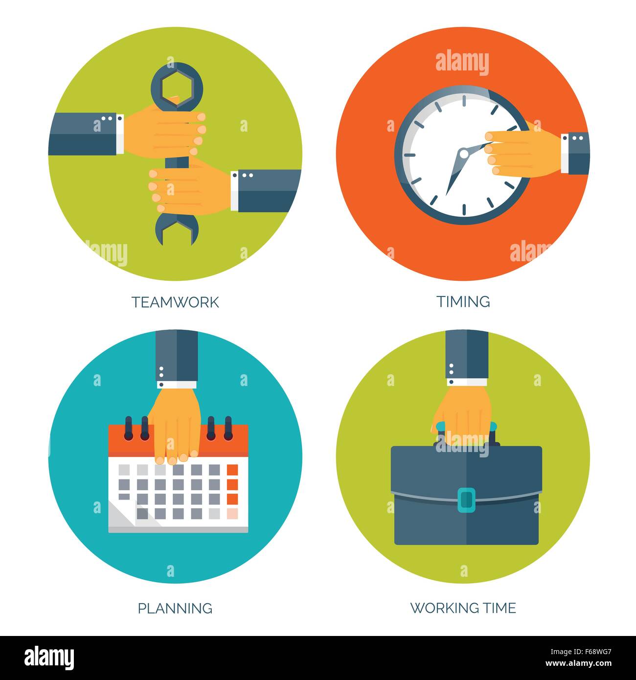 Vector illustration. Flat business background with date , time ...