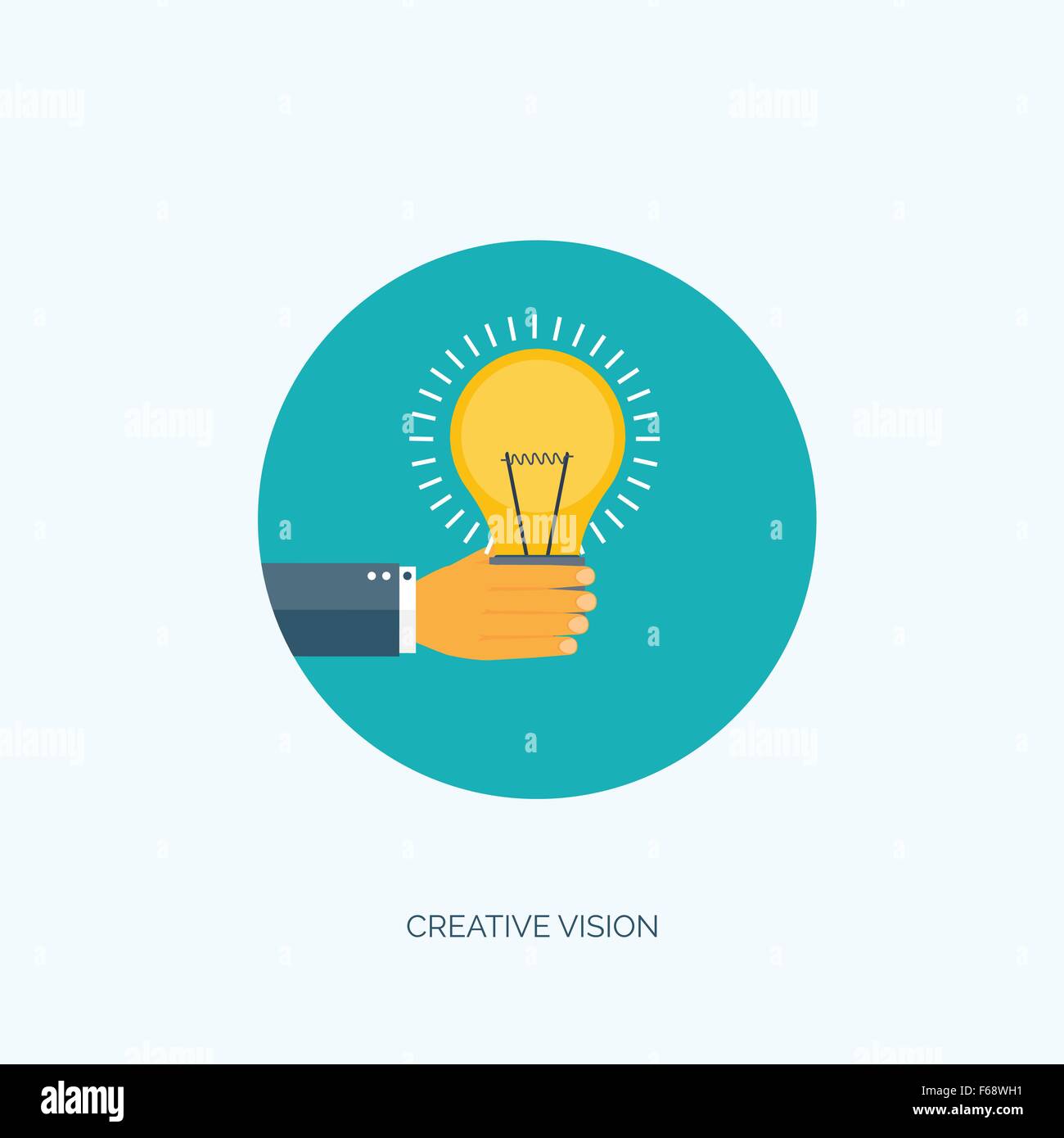 Vector illustration. Flat creative background with , bulb. Generating ...