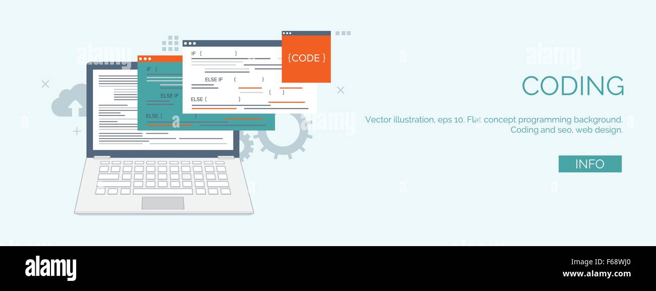 Vector illustration. Flat computing background. Programming ,coding ...