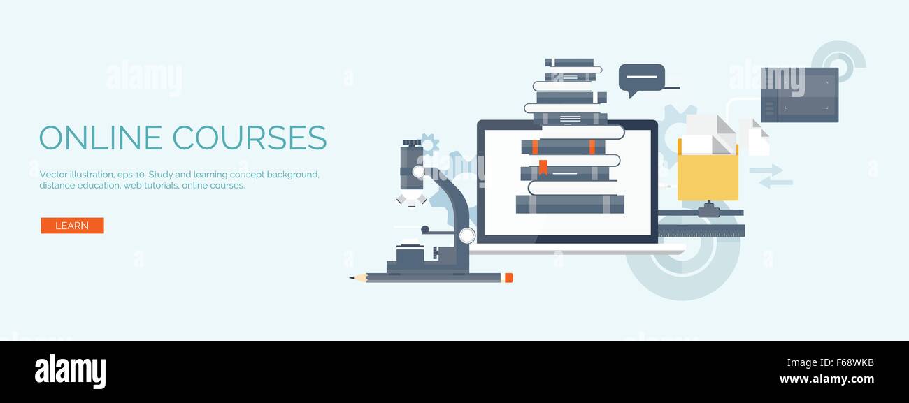 Vector illustration. Flat study backgrounds set. Education ,online ...