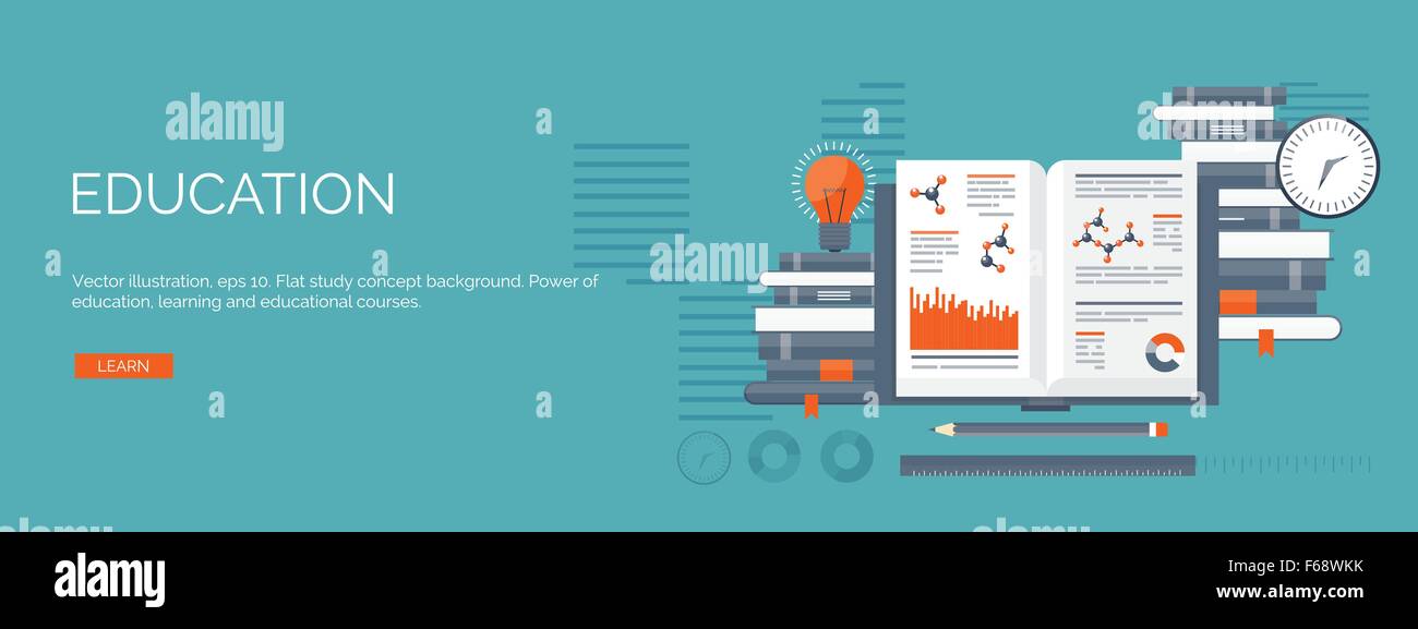 Vector illustration. Flat study backgrounds set. Education ,online ...