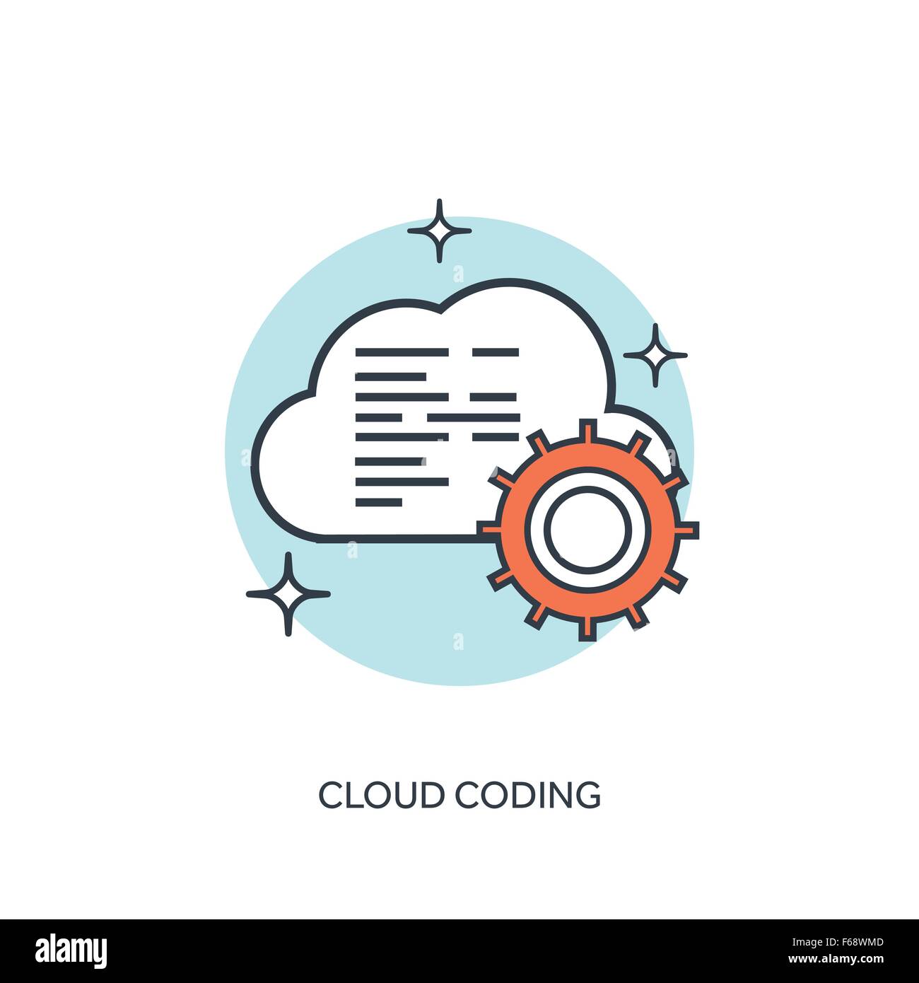 Flat lined cloud computing icon Stock Vector Image & Art - Alamy