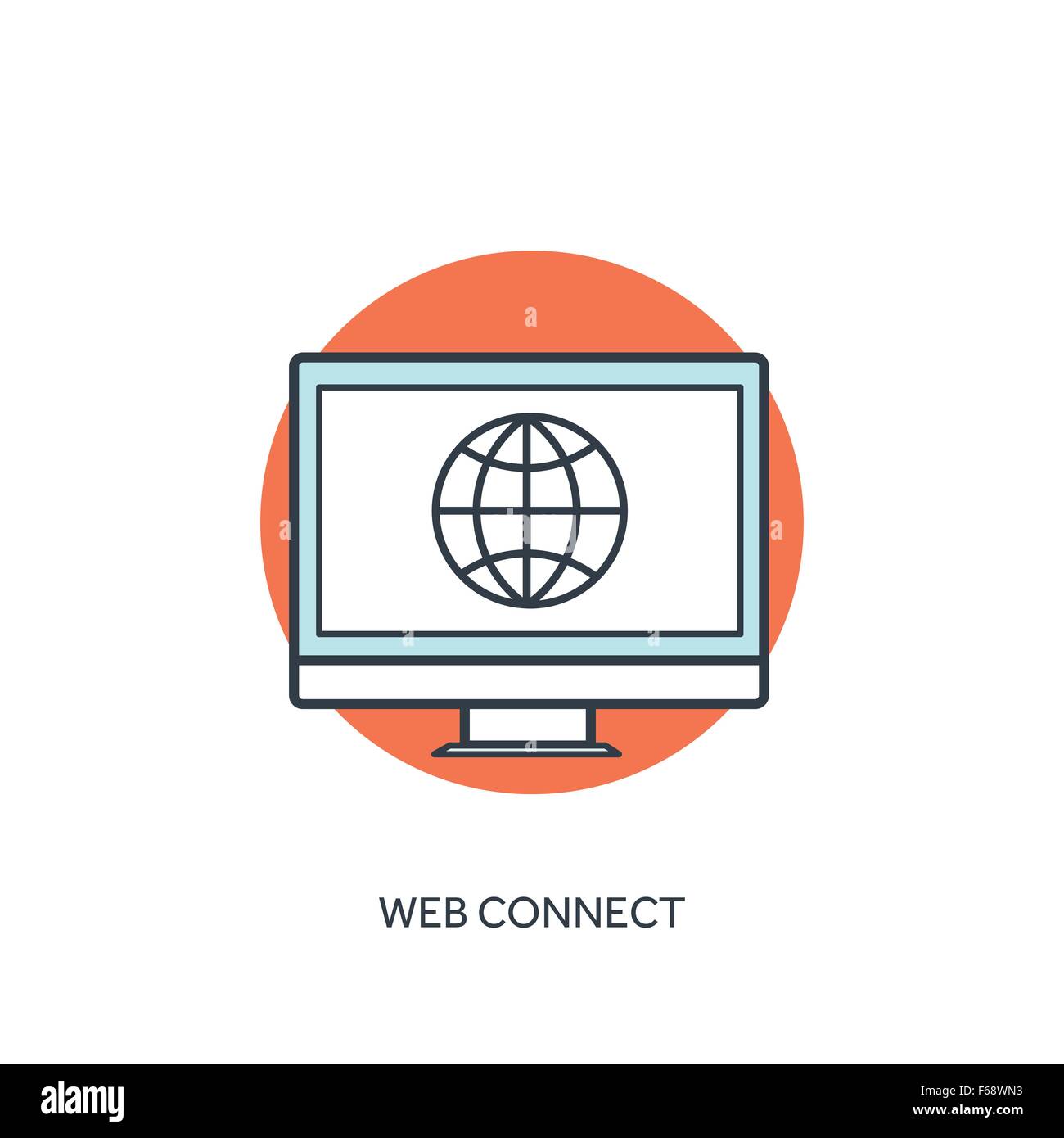 Flat lined internet icon. Web connection Stock Vector Image & Art - Alamy