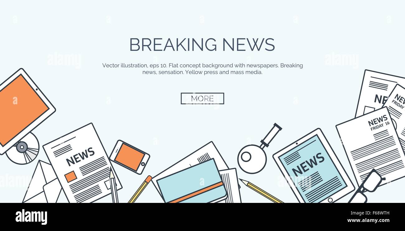 Vector illustration. Flat backgrounds set. Online news. Newsletter ...