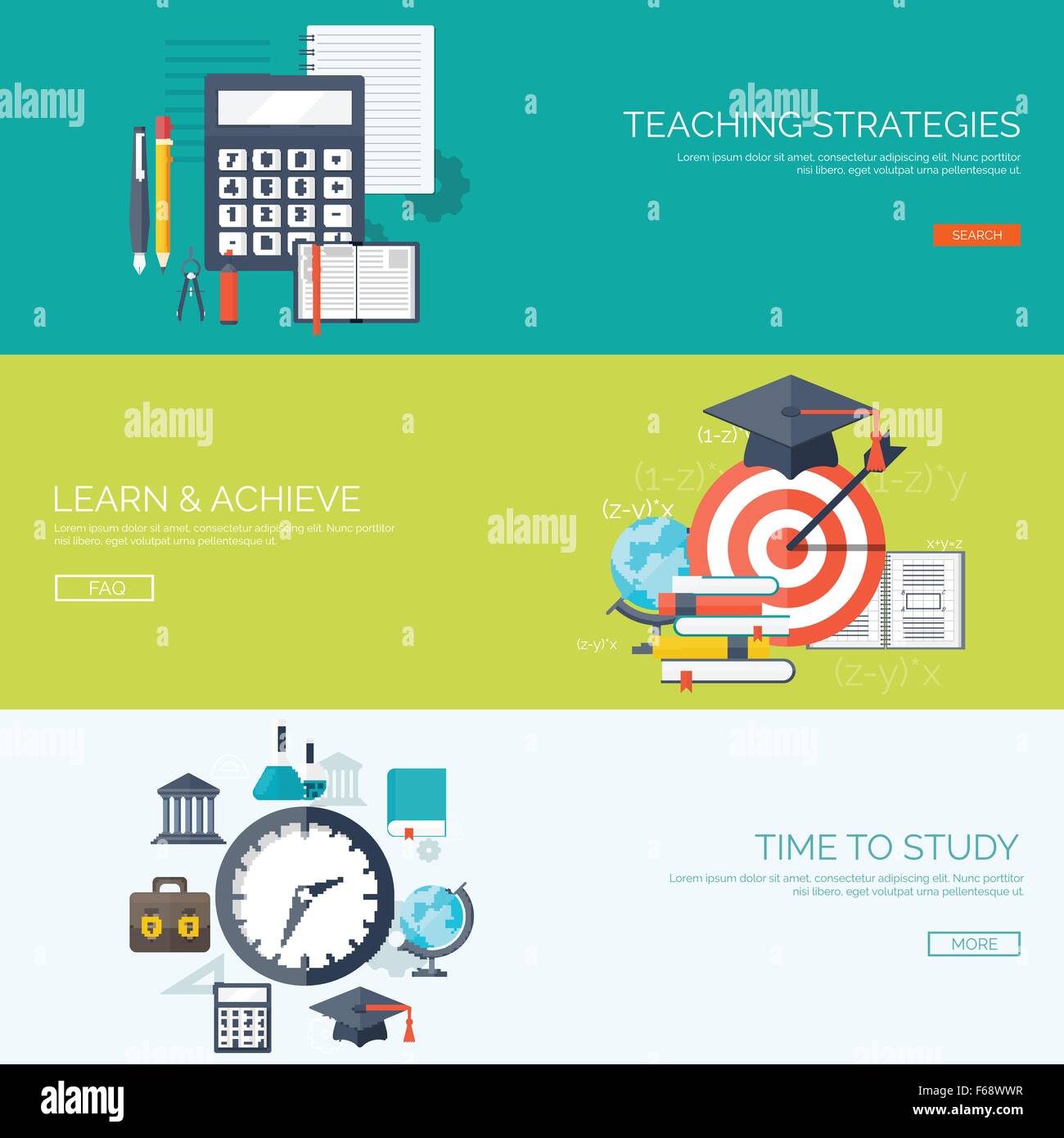 Vector illustration. Flat backgrounds set. Distance education ,learning ...