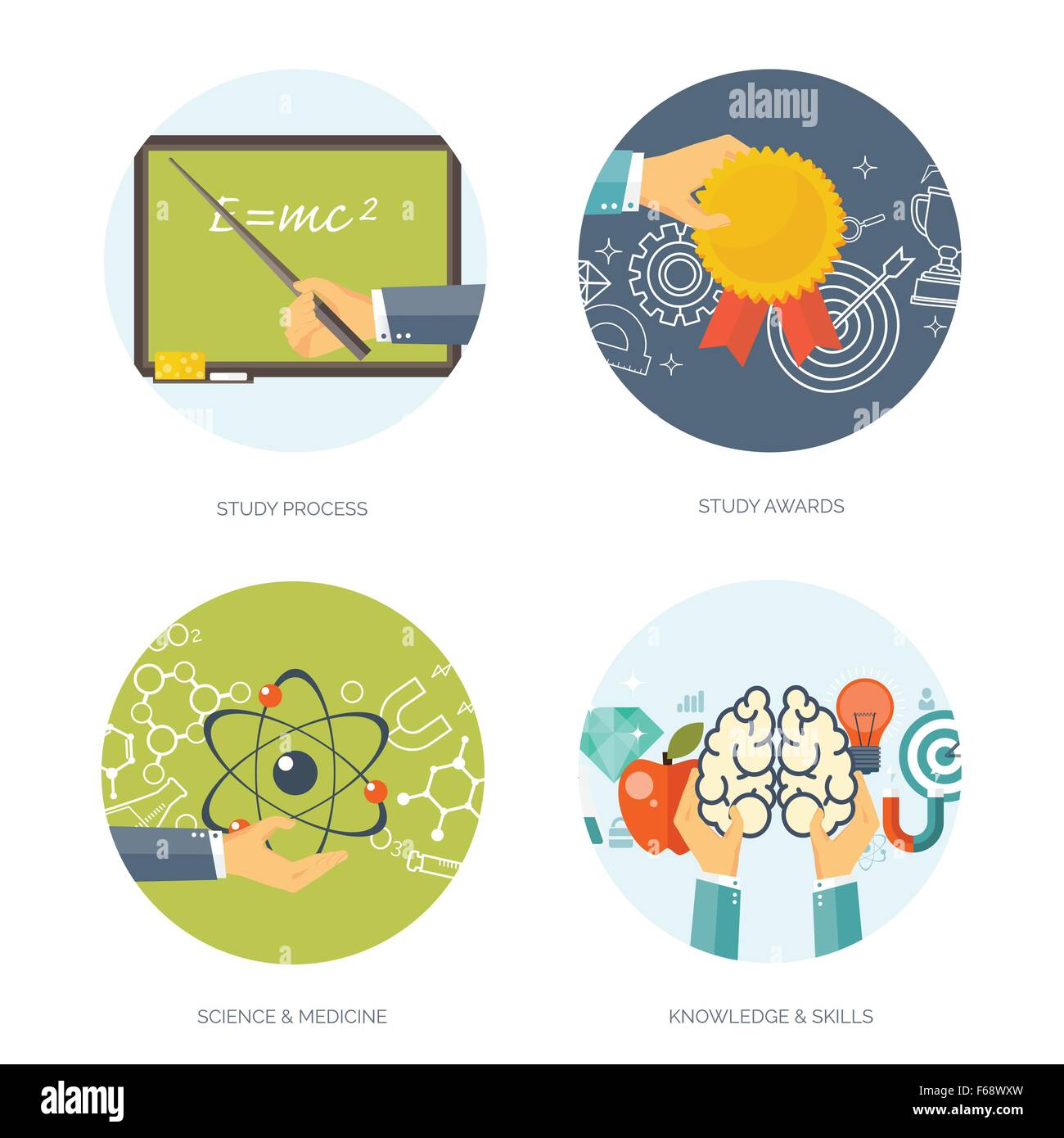 Vector illustration. Flat backgrounds set. Distance education ,learning ...