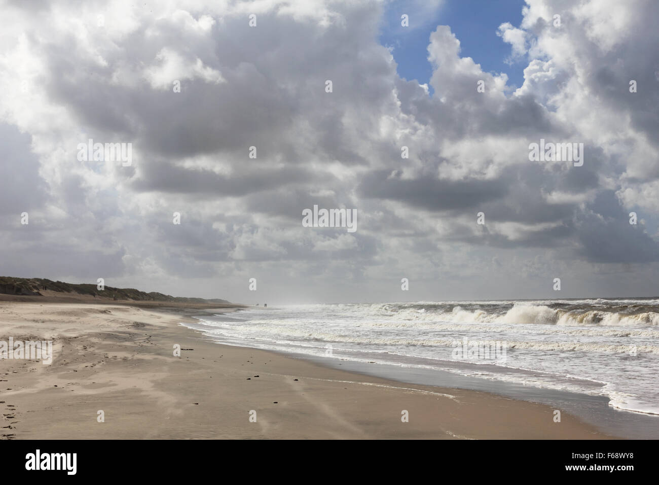 Stormy sea at the beach at Houvig Strand, Søndervig, Jutland, Denmark ...