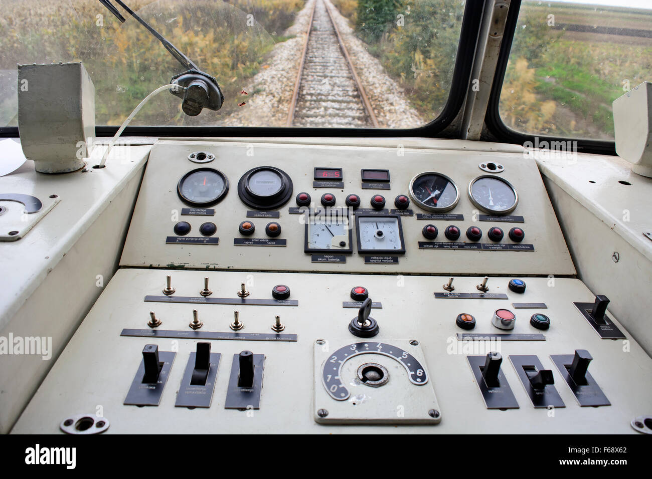 The dashboard old diesel engine passenger train Stock Photo - Alamy