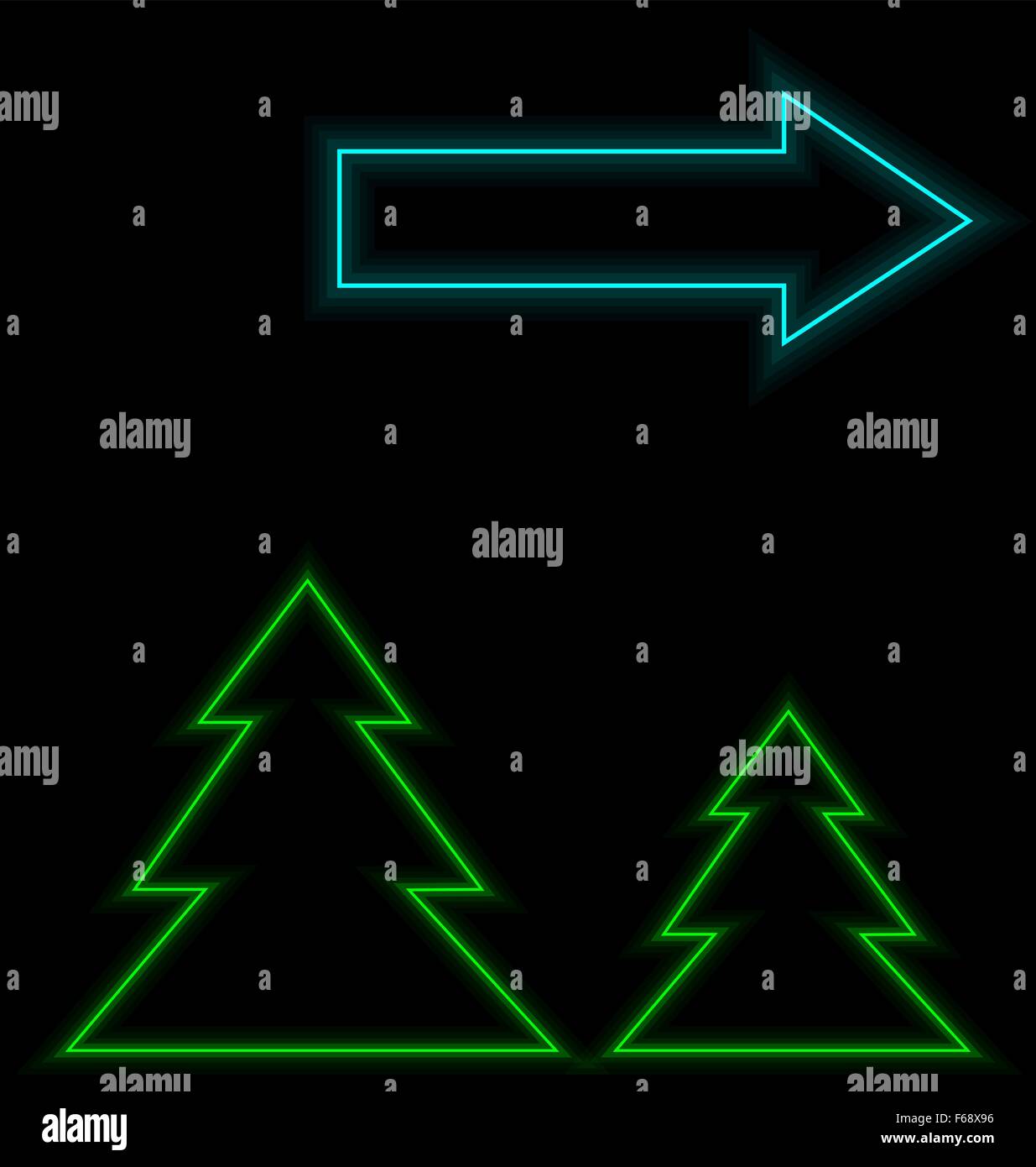 Self-illuminated Christmas trees with arrow Stock Vector Image & Art ...