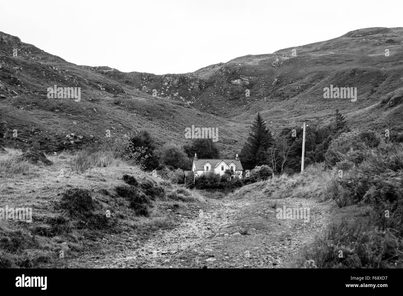 Typical single house in the middle of the Highlands of Scotland Stock ...